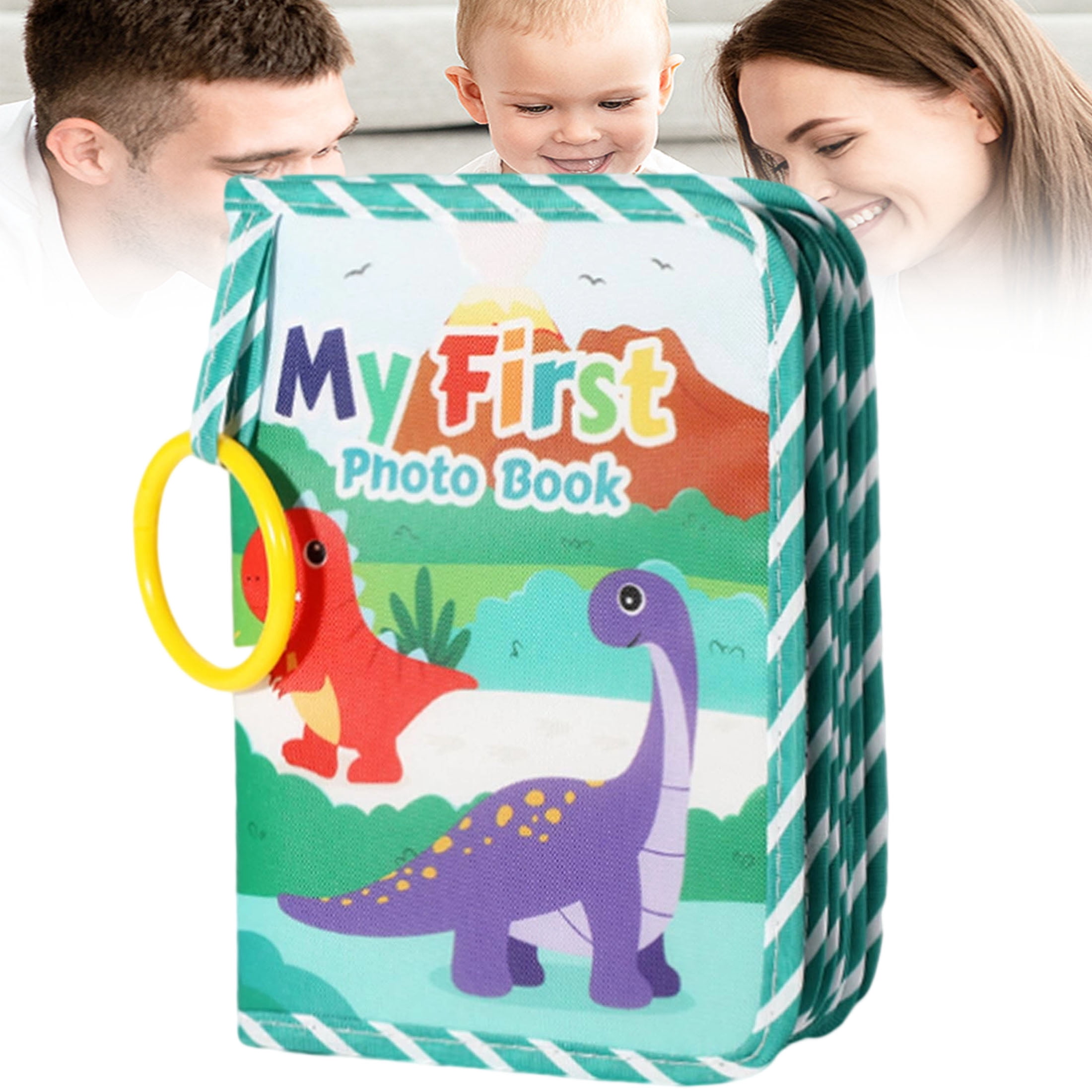 My First Baby Photo Book with Safe Mirror - Soft Fabric Holds 4x6 ...