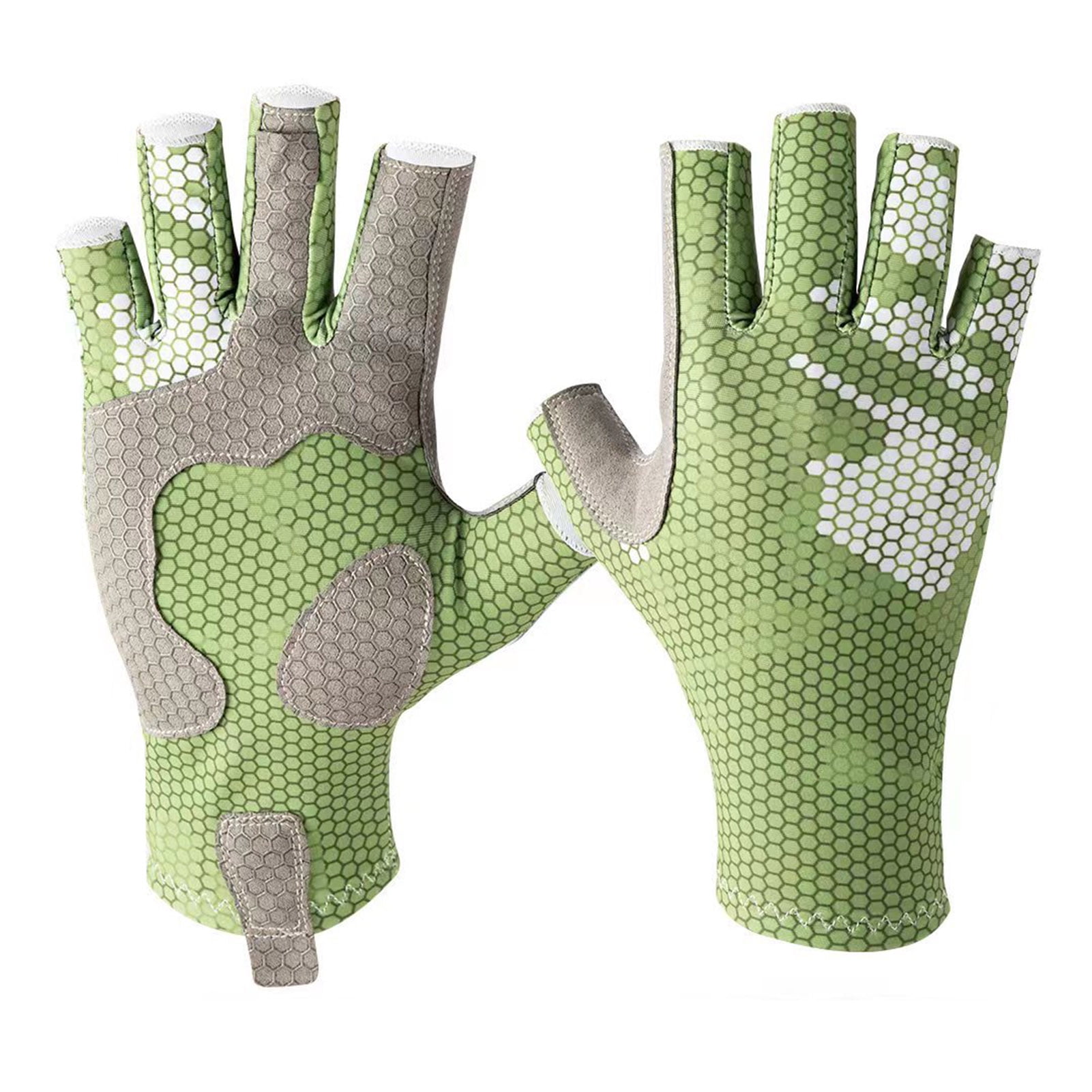 Lifetechs 1 Pair Camouflage Half-finger Fishing Gloves UPF 50+ UV ...