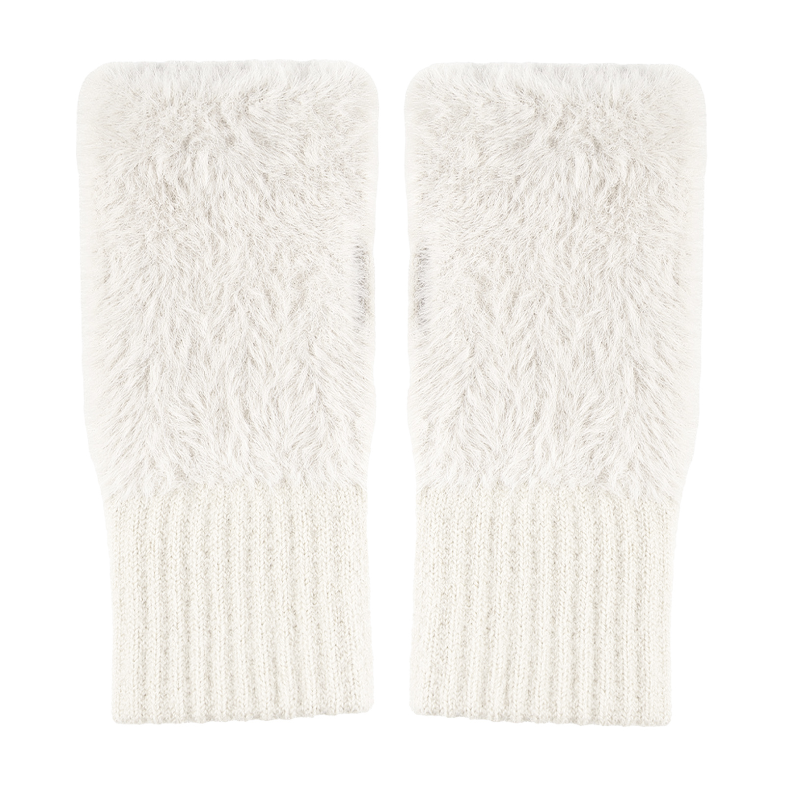 Lifetechs 1 Pair Ladies Gloves Half-finger Thick Plush Knitted Stretchy ...