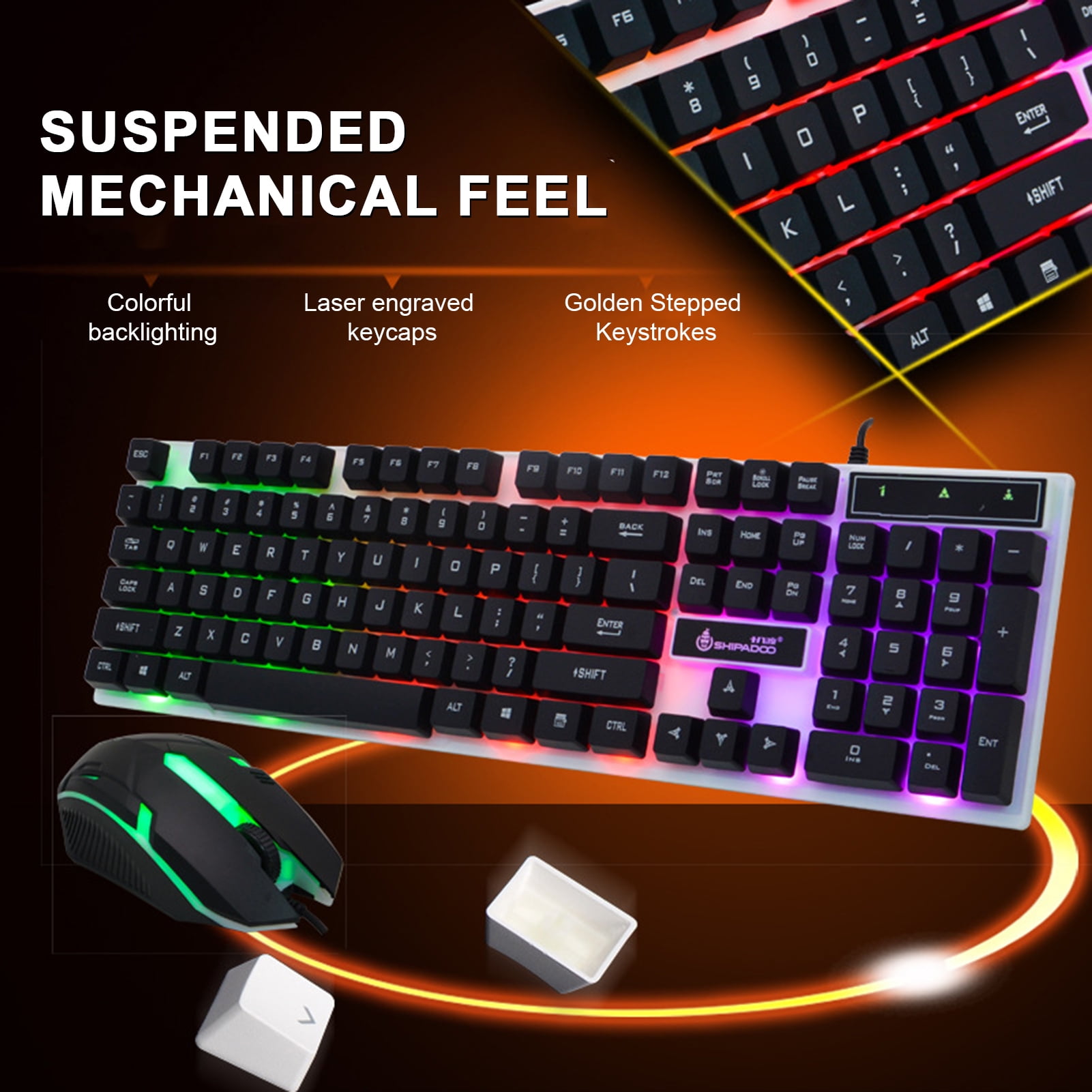 Lifetechs 1 Set Wired Keyboard Mouse Set with Colorful Backlight ...