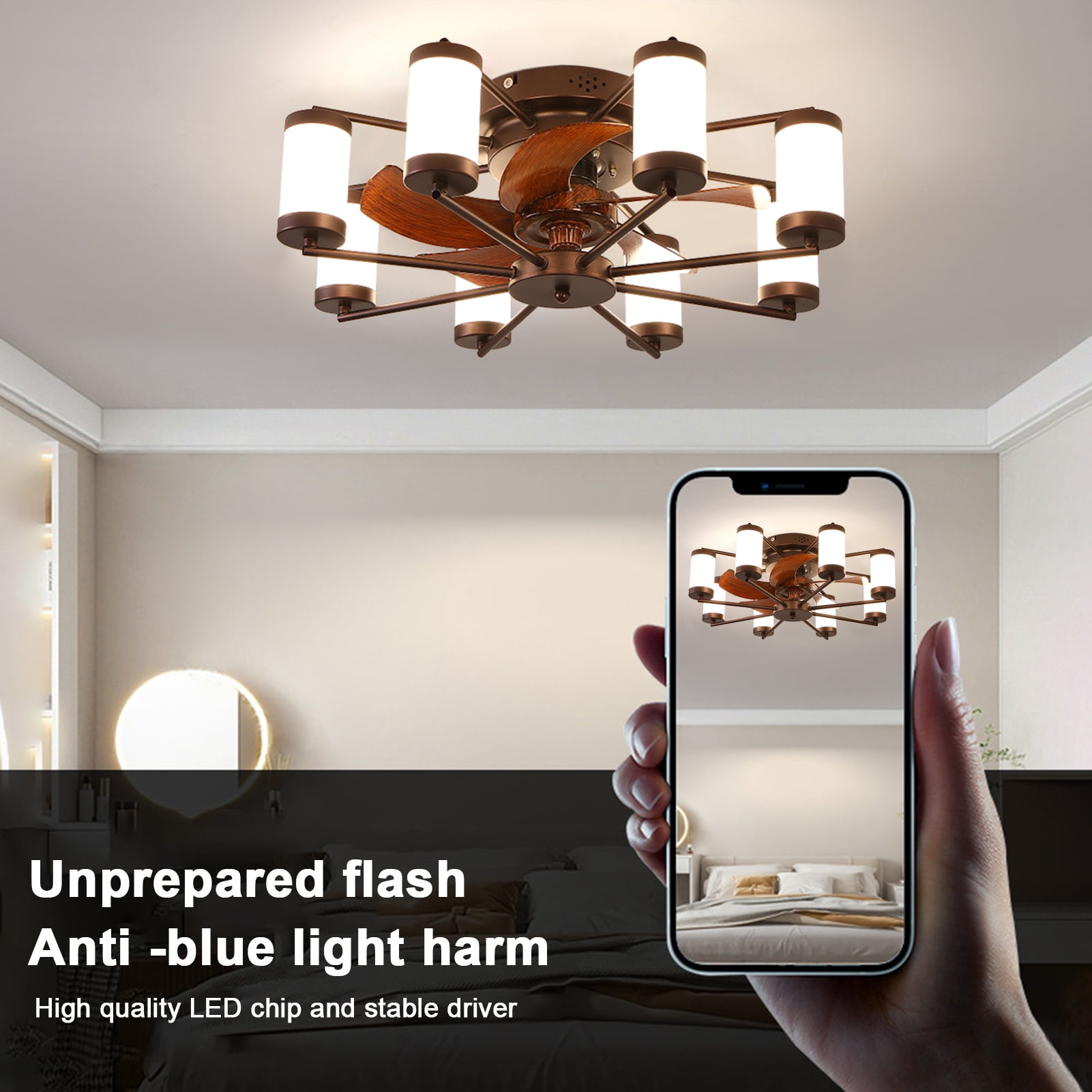 Lifetechs 24 inch Ceiling Fan with Remote Control, Modern Chandelier ...