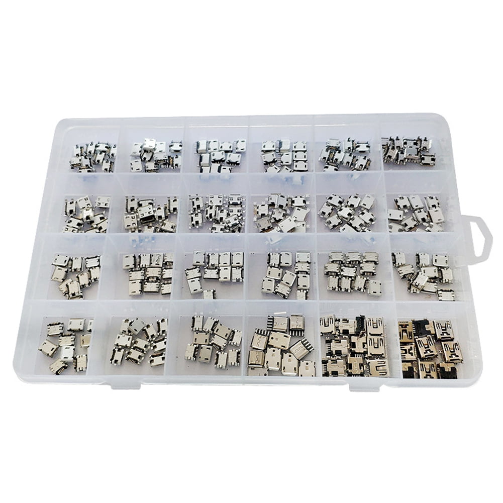 Lifetechs 240Pcs 24 Models Micro USB Connector Female Socket Jack ...