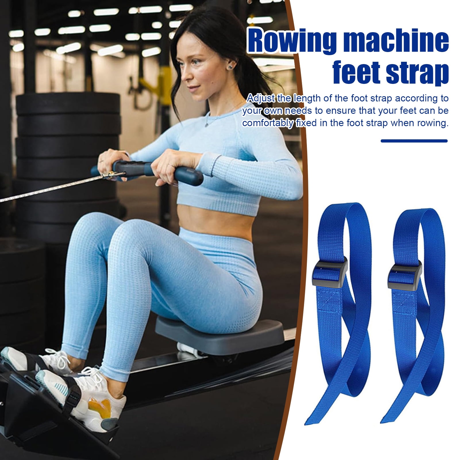 Lifetechs 2Pcs Rowing Machine Pedal Strap Adjustable Elliptical Leg ...