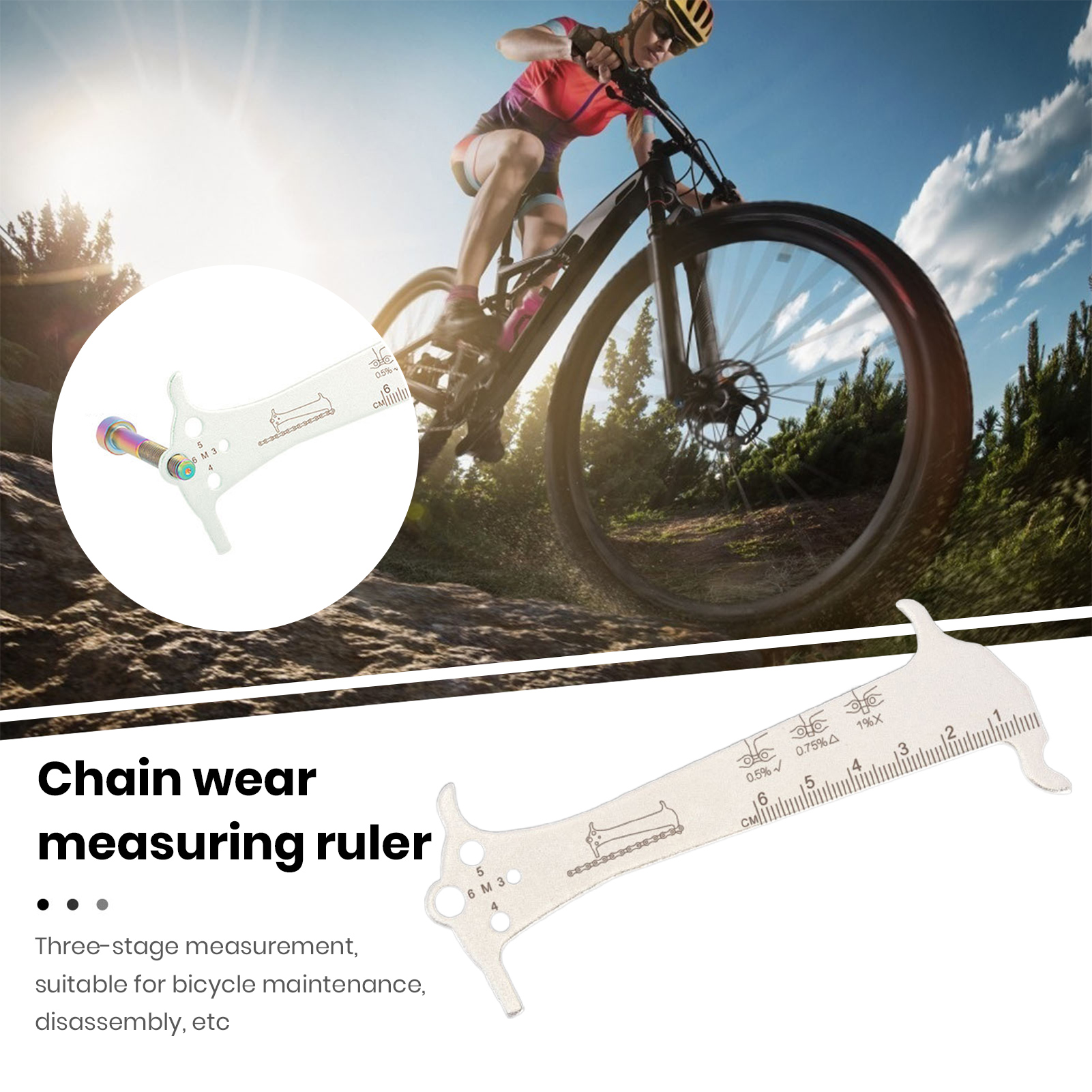 Lifetechs 3-in-1 Chain Measurer Ruler Bicycle Chain Wear Indicator Tool ...