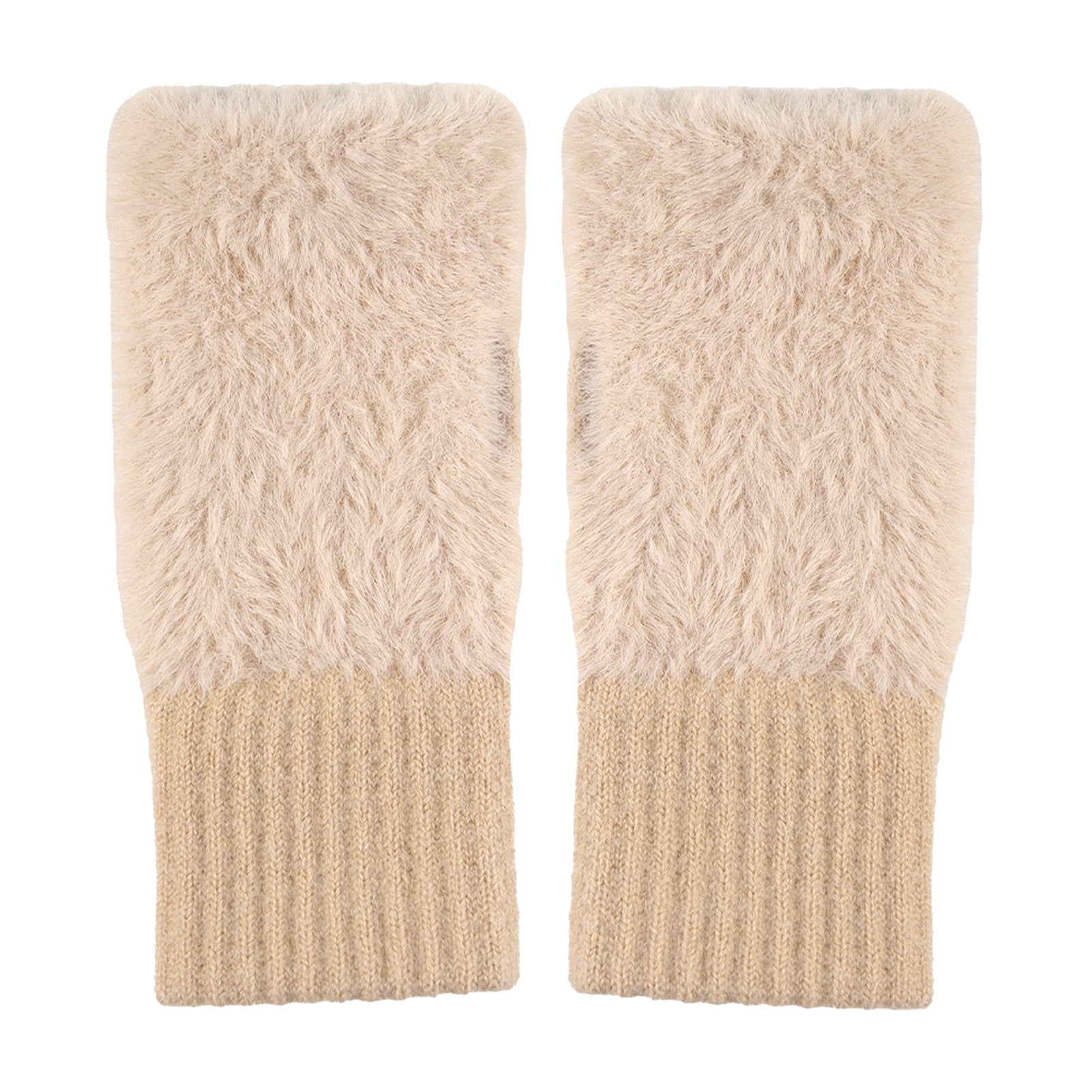 Lifetechs 4 Pair Ladies Gloves Half-finger Thick Plush Knitted Stretchy ...