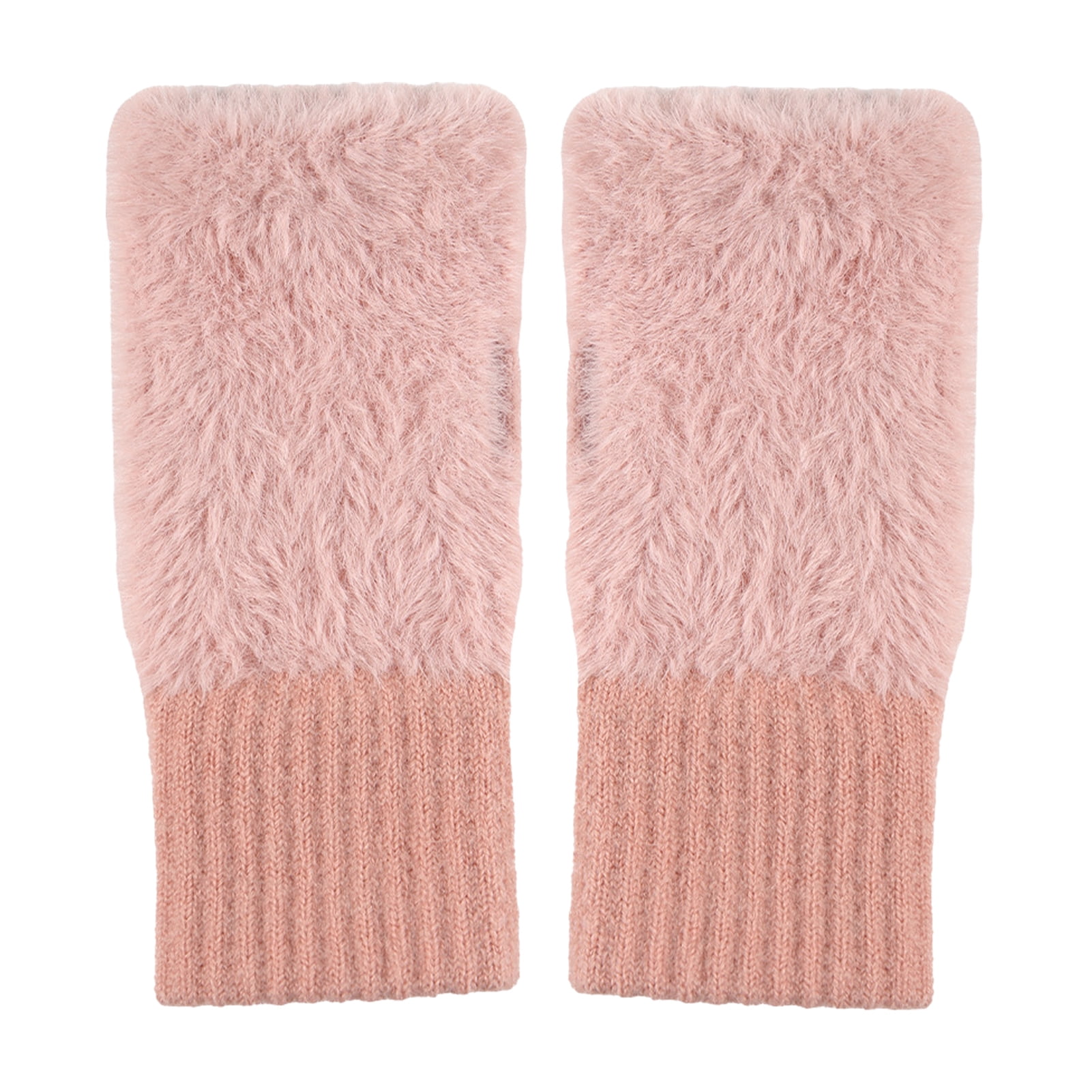 Lifetechs 4 Pair Ladies Gloves Half-finger Thick Plush Knitted Stretchy ...