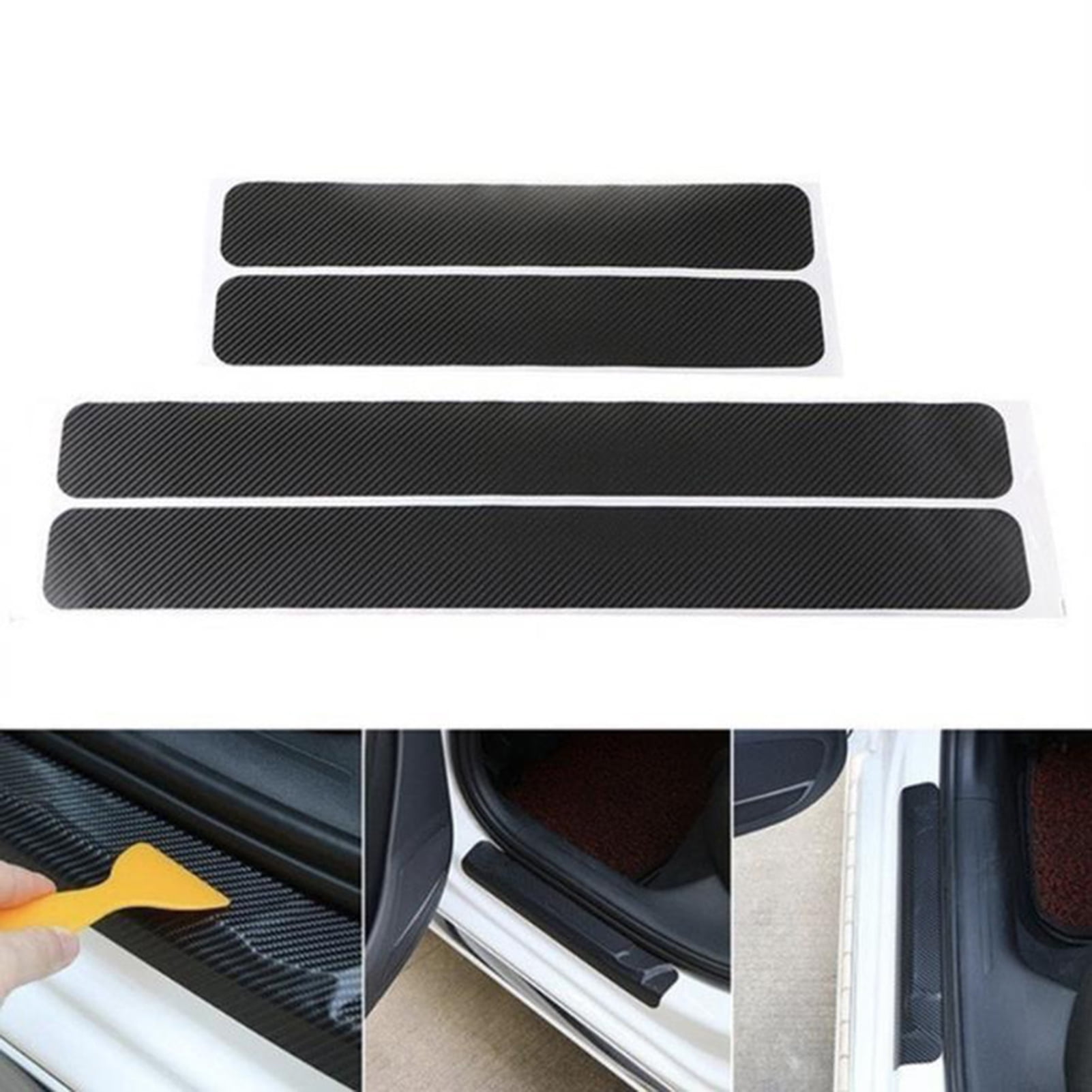 Lifetechs 4 Pcs Carbon Fiber Textured Door Sill Guard Trim Stickers ...