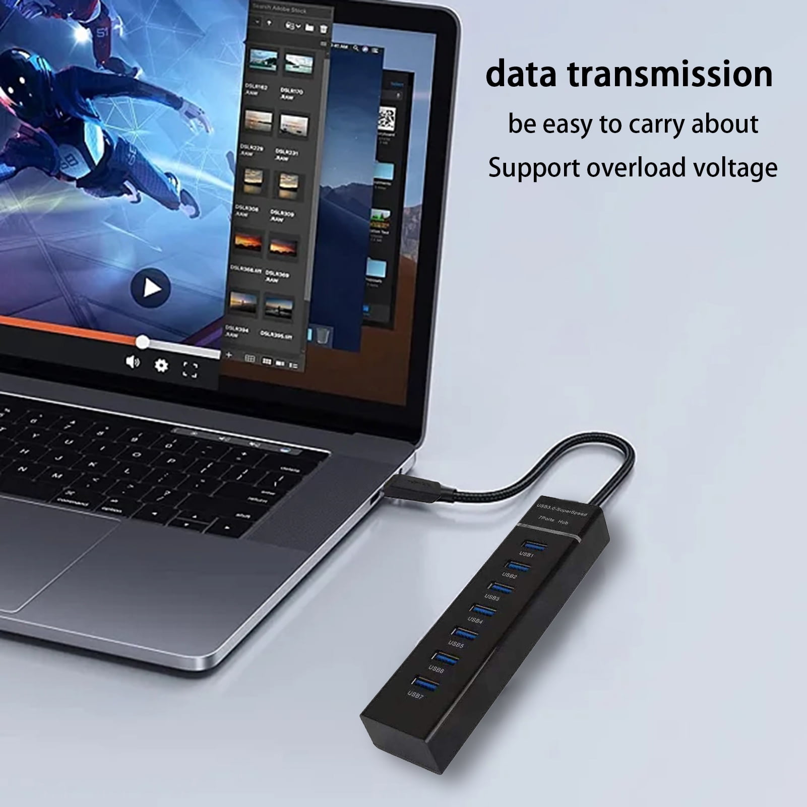 Lifetechs 7-Port USB3.0 Adapter Splitter Hub Plug Play Hot Plugging ...