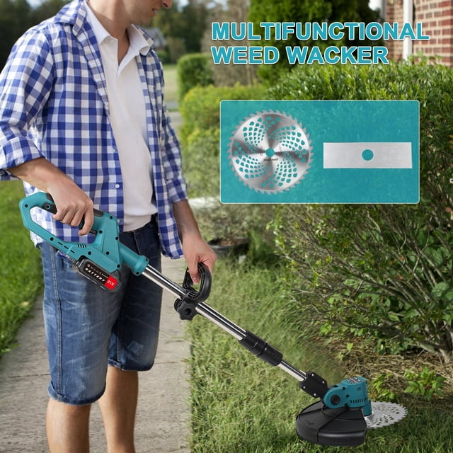 Lifetechs 9 Inch Electric Weed Mower Cordless Trimmer, Retractable Home ...