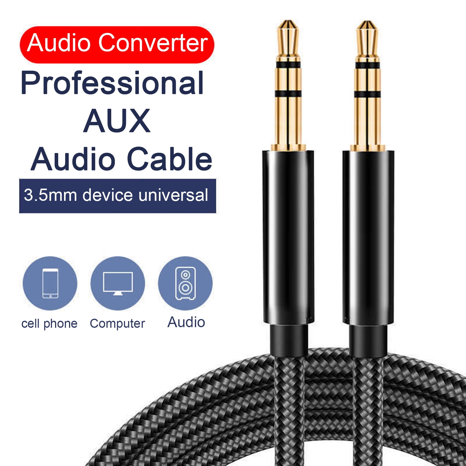 Lifetechs Audio Adapter Cable Tangle-Free Portable Wide Compatible 3 ...