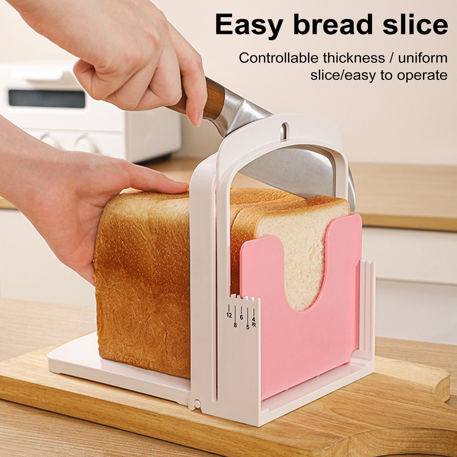 Lifetechs Bread Slicer Adjustable Width Foldable Bread Slicing Tool ...