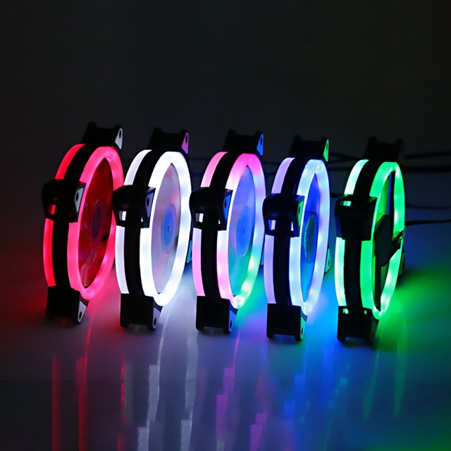 Lifetechs Case Fan Mute Big Air Flow 12cm RGB Lights PC Cooling Fan for ...