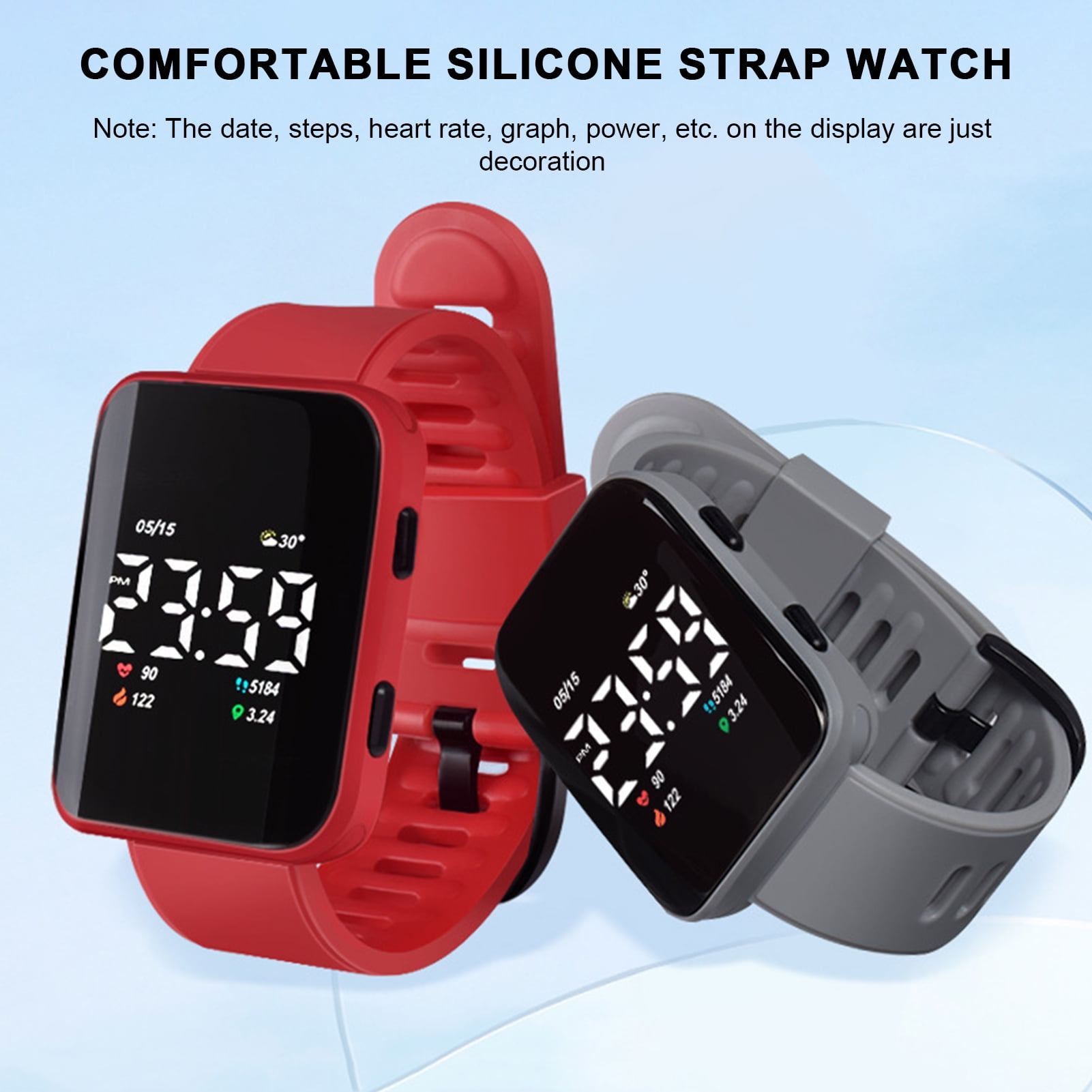 Lifetechs Casual Digital Sport Watches LED Digital Display Large Square ...