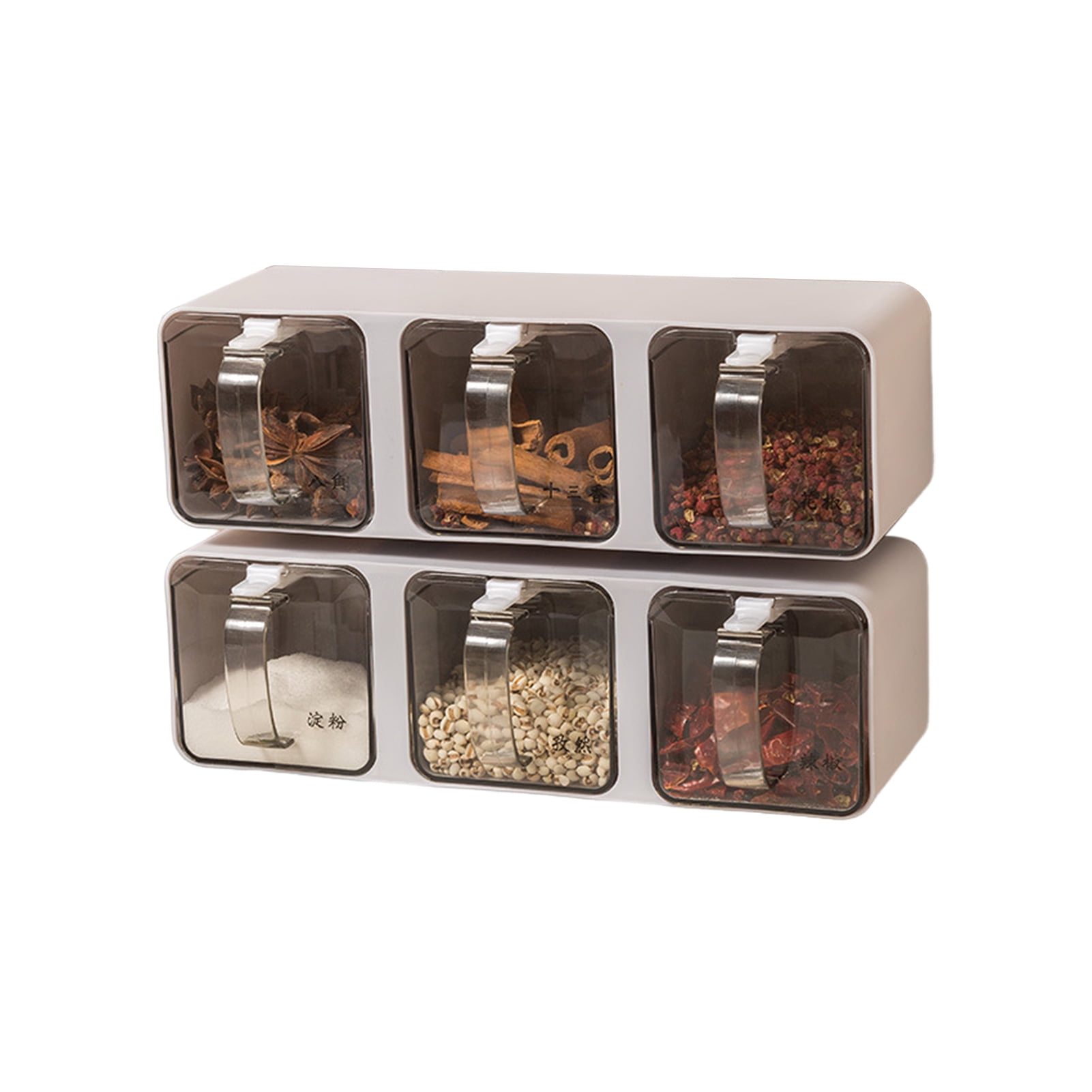 Lifetechs Clear Seasoning Box Set 6 Grids Storage Container with ...