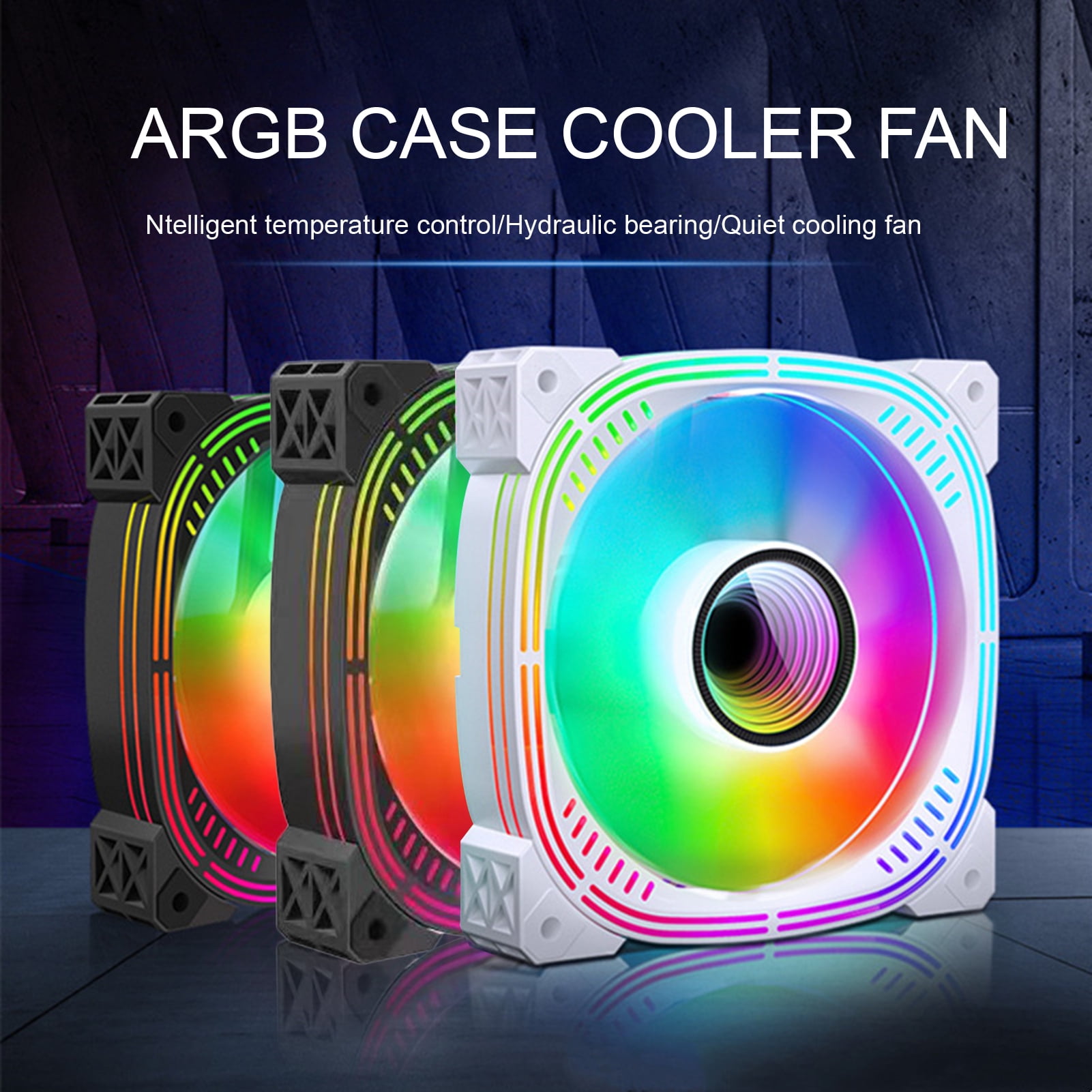 Lifetechs Cooling Fan 3 Pin 650-1800RPM Temperature-controlled LED PWM ...