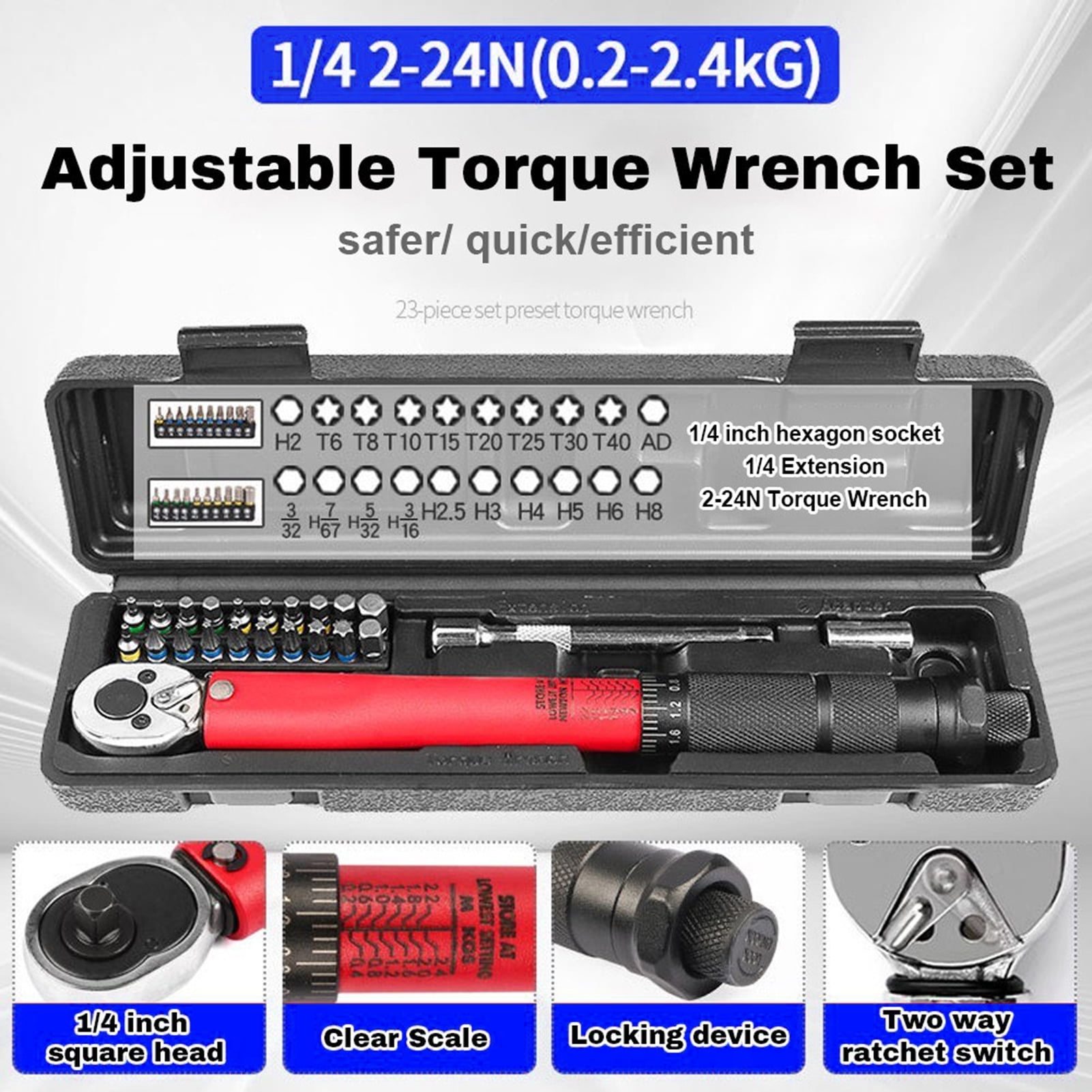 Lifetechs Drive Torque Wrench Set Rustproof Corrosion Resistant Dual-Direction Adjustable Torque ...