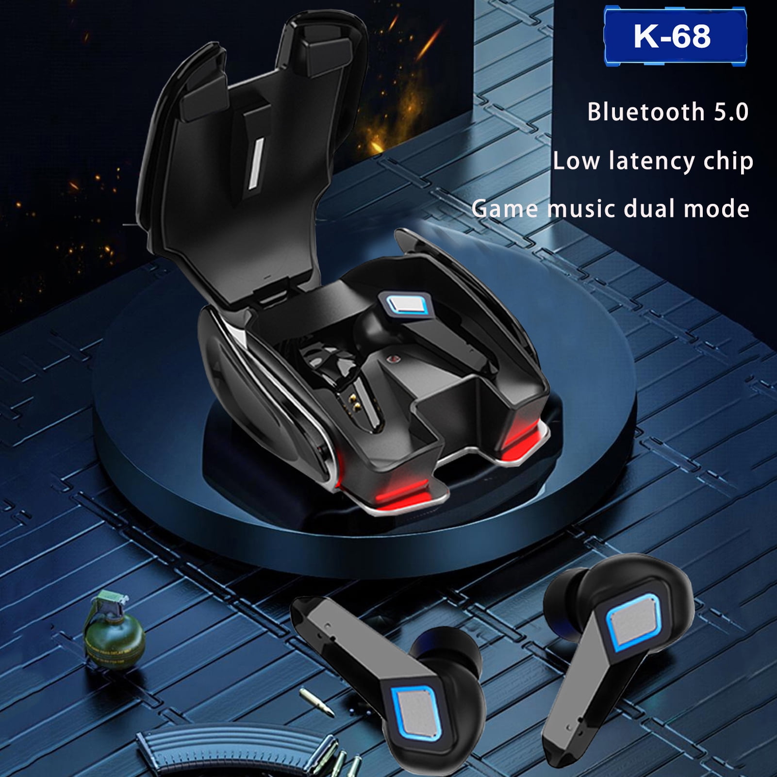 Lifetechs K68 Bluetooth-compatible Earphones Touch Control Low Latency ...