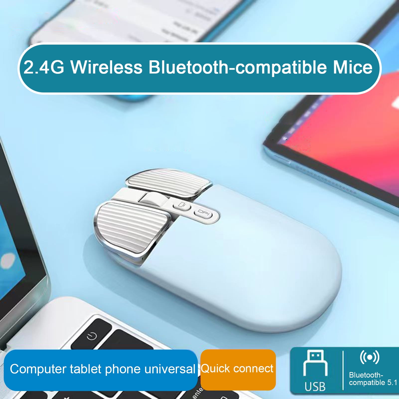 Lifetechs M203 Wireless Mouse Dual Mode Ergonomic Rechargeable Silent ...