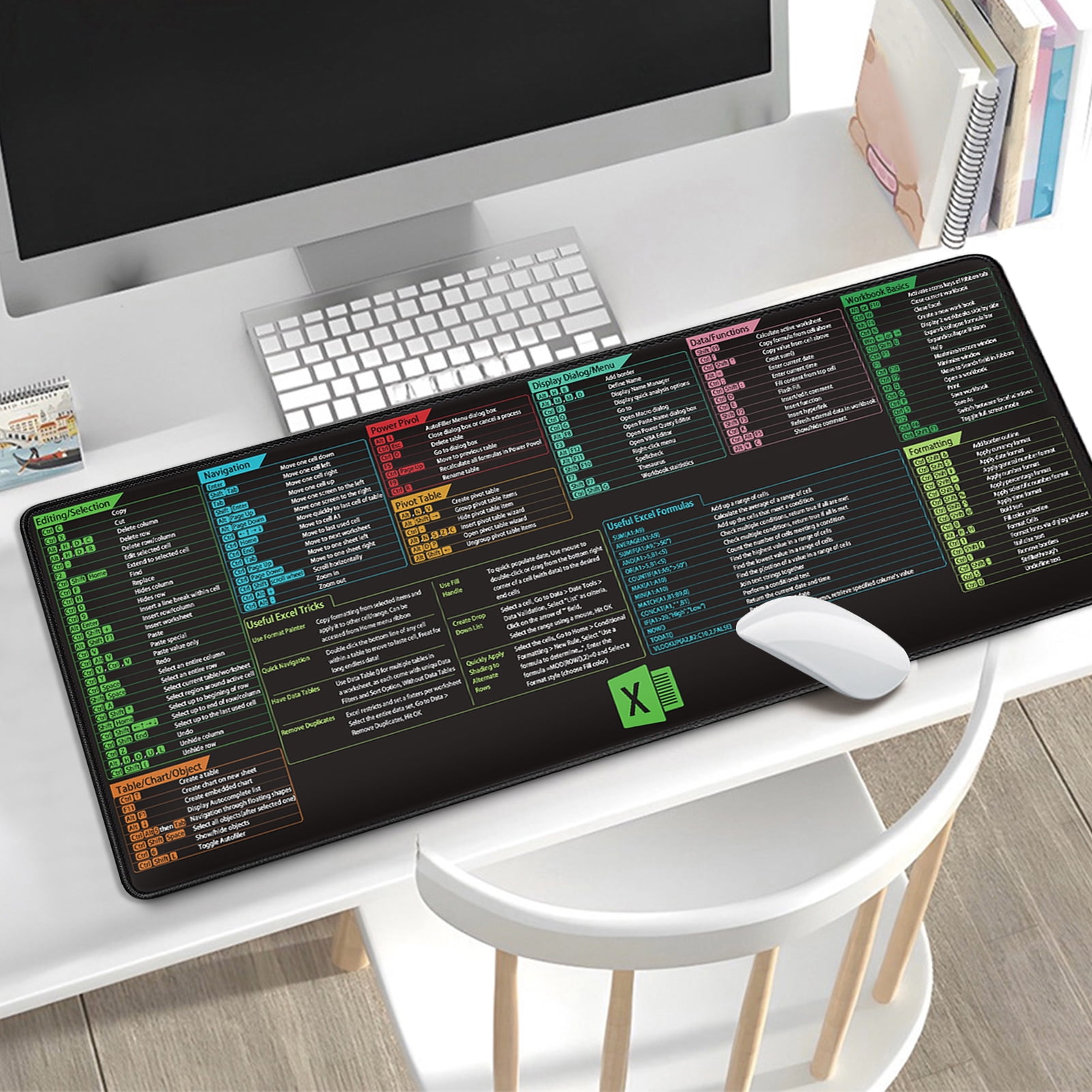 Lifetechs Mouse Pad Large Excel Cheat Sheet Desk Pad Wear Resistant ...