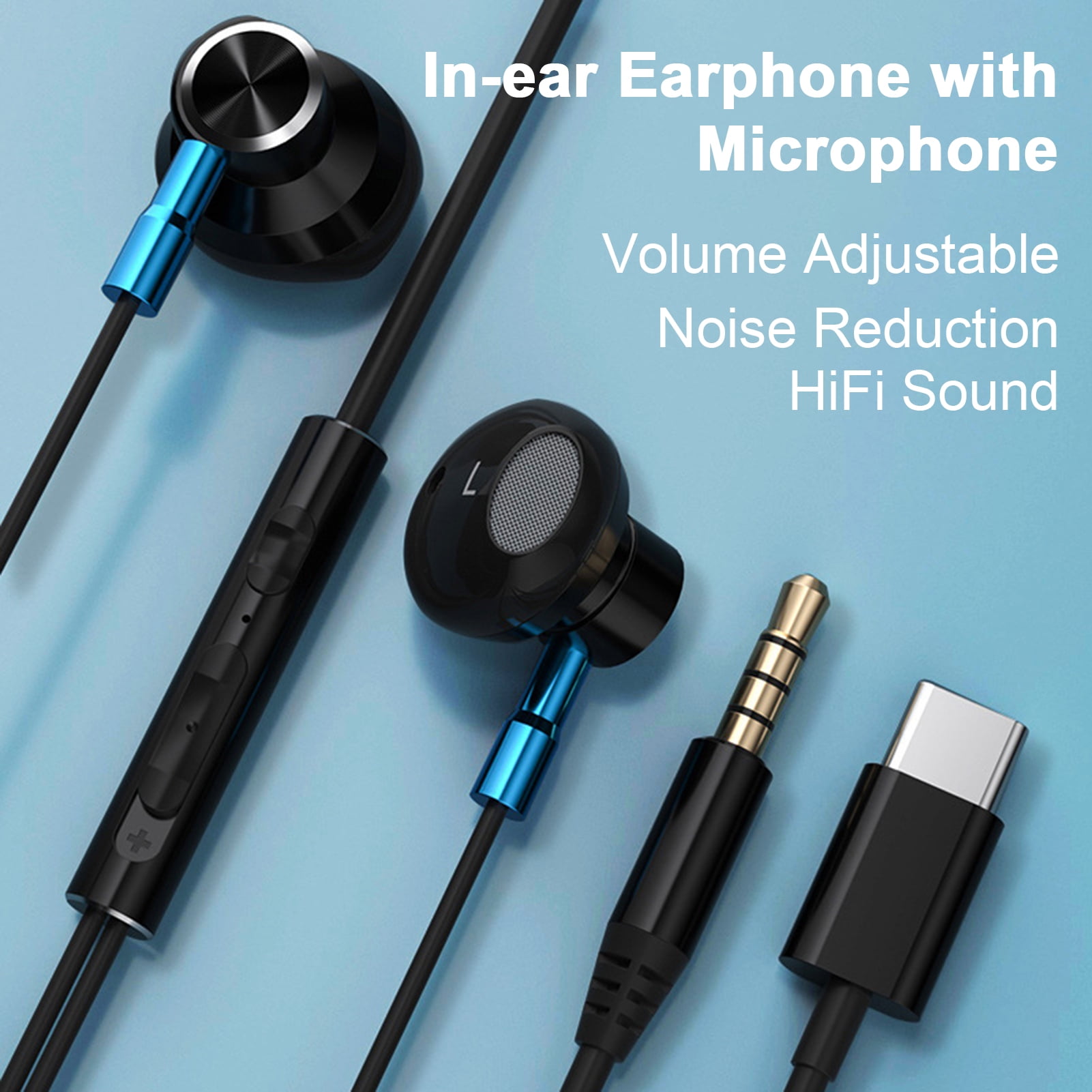 Lifetechs Wired Headphone Noise Reduction HiFi Sound Volume Adjustable ...