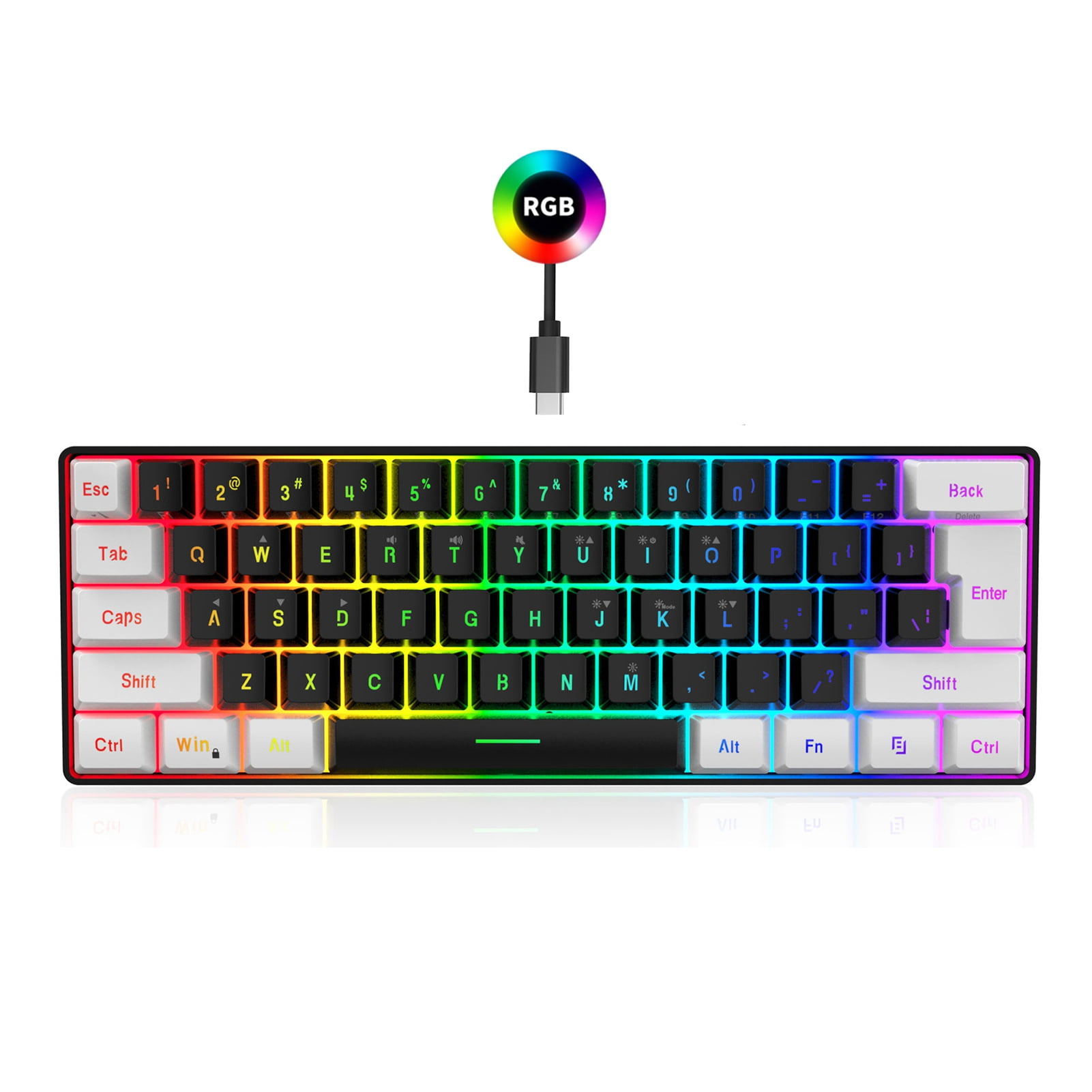 Lifetechs Wired Keyboard Waterproof Multimedia/Shortcut Key 61-key Plug ...