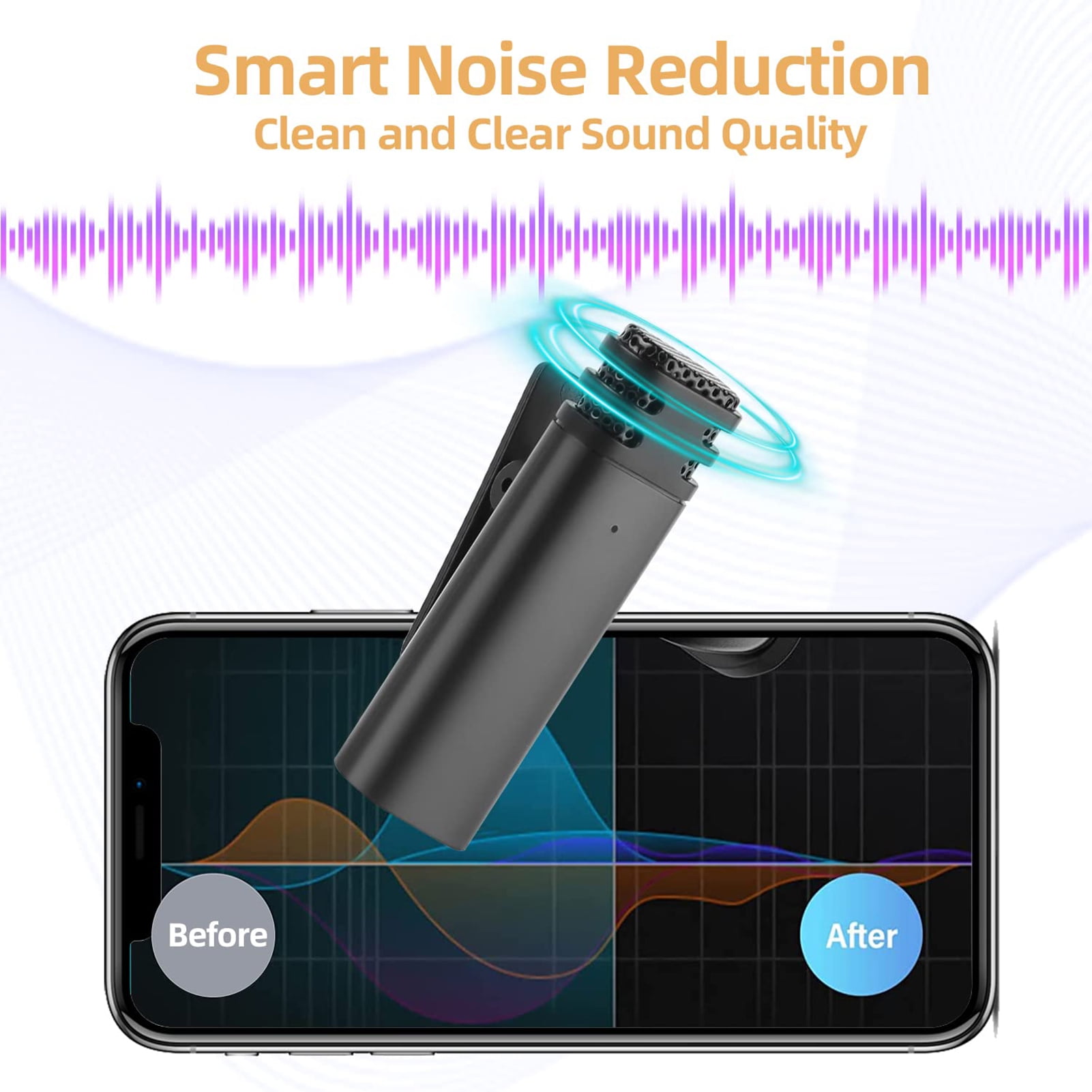 Lifetechs Wireless Dual Lavalier Microphone Ultra-Low Delay Noise ...