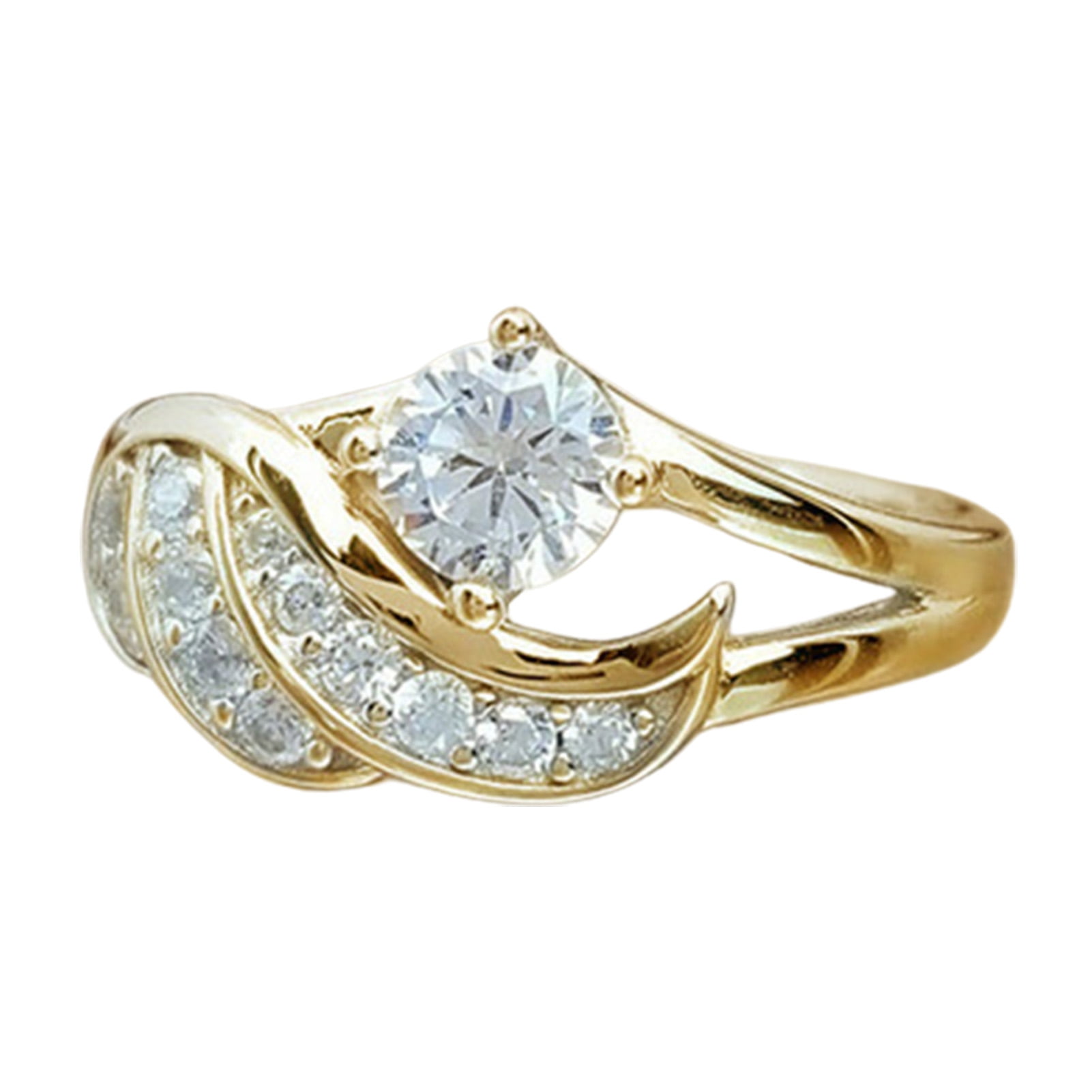 Lifetechs Women Ring Cubic Zirconic Inlaid Round Alloy Angel Wing Shape ...