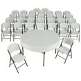 Lifetime 4 60 inch Round Folding Tables with 32 Folding Chairs - Almond ...