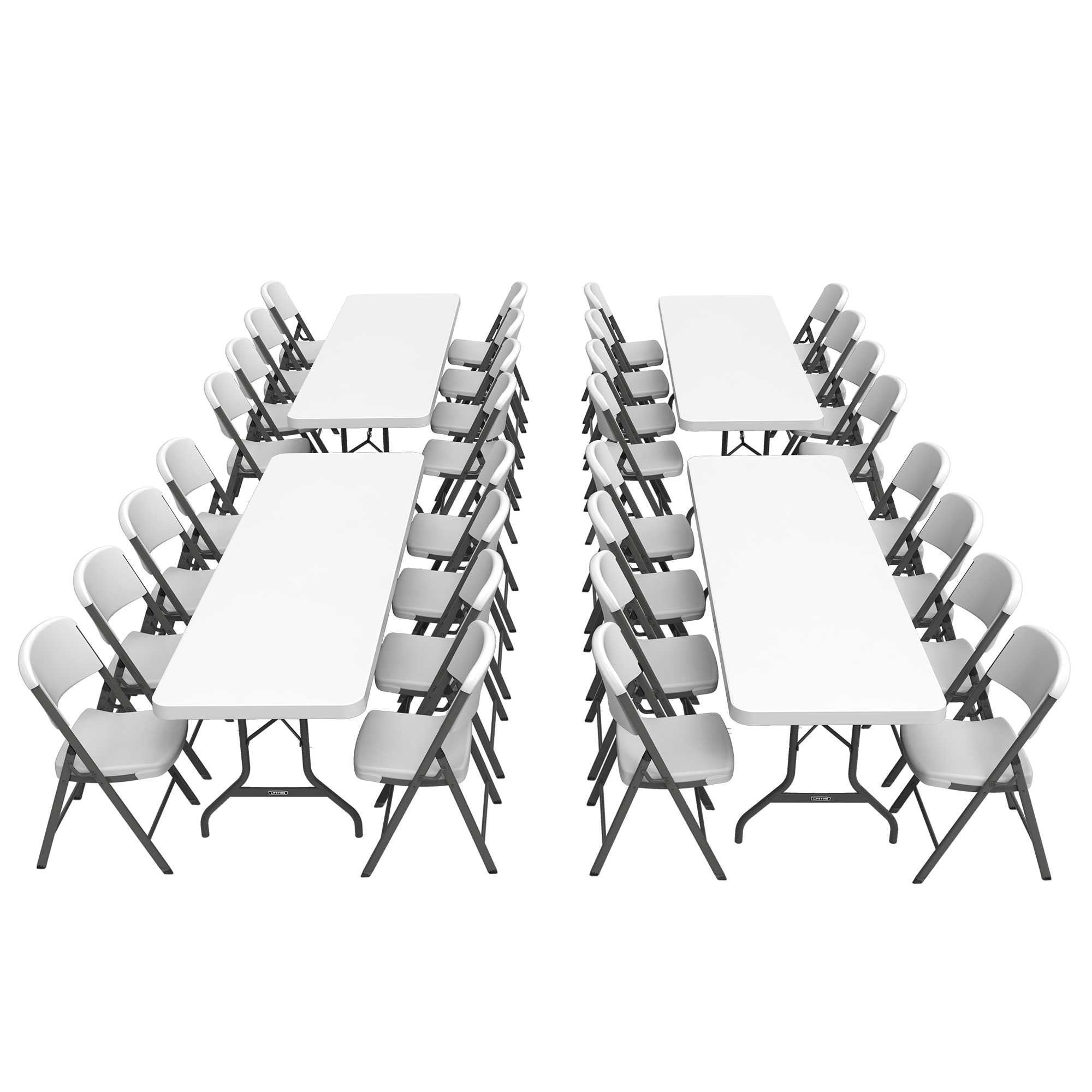 Lifetime Combo Set of (4) 8-Foot Rectangle Folding Tables & (32) Chairs ...