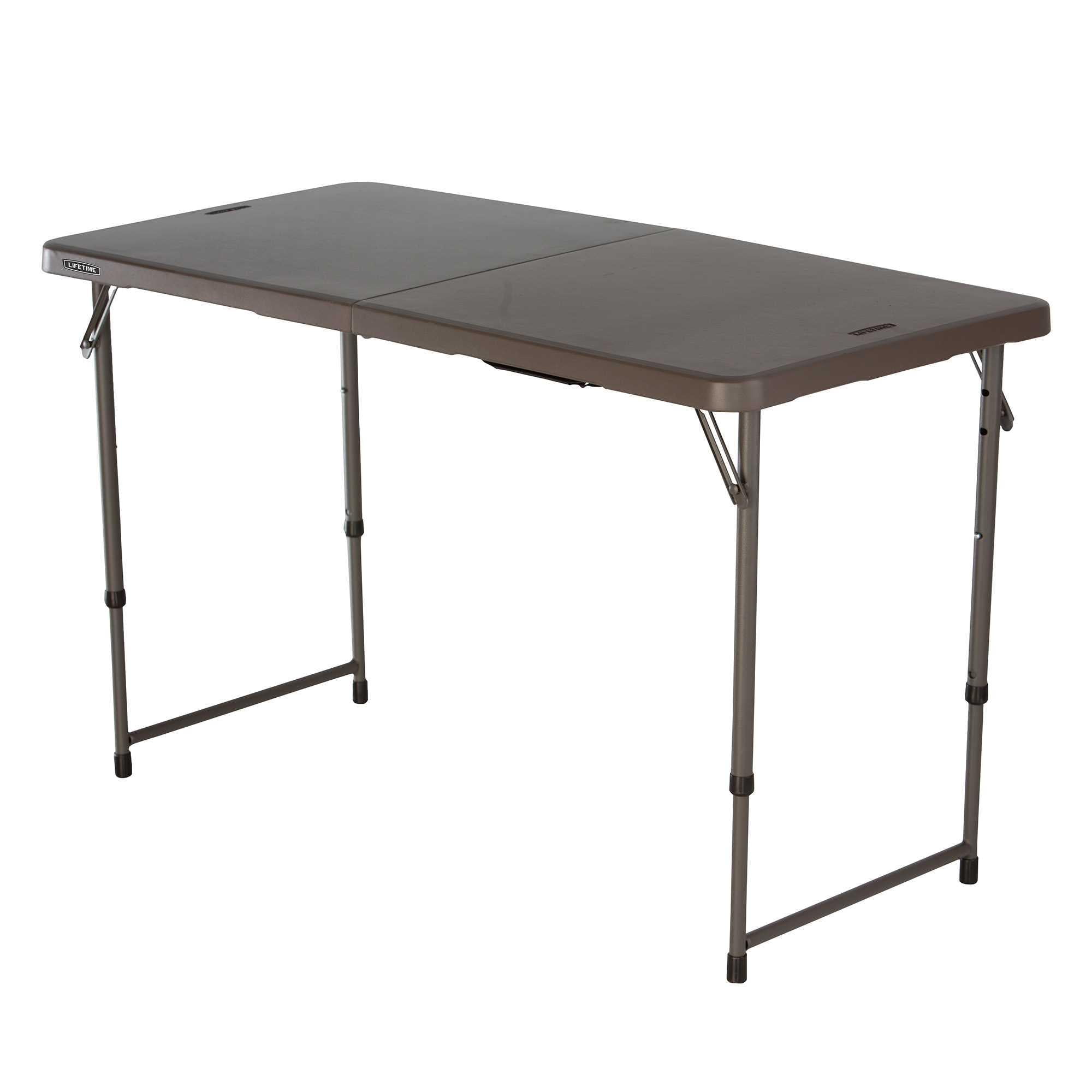 Lifetime 4 Foot Adjustable Fold-in-Half Rectangle Table, Indoor/Outdoor ...