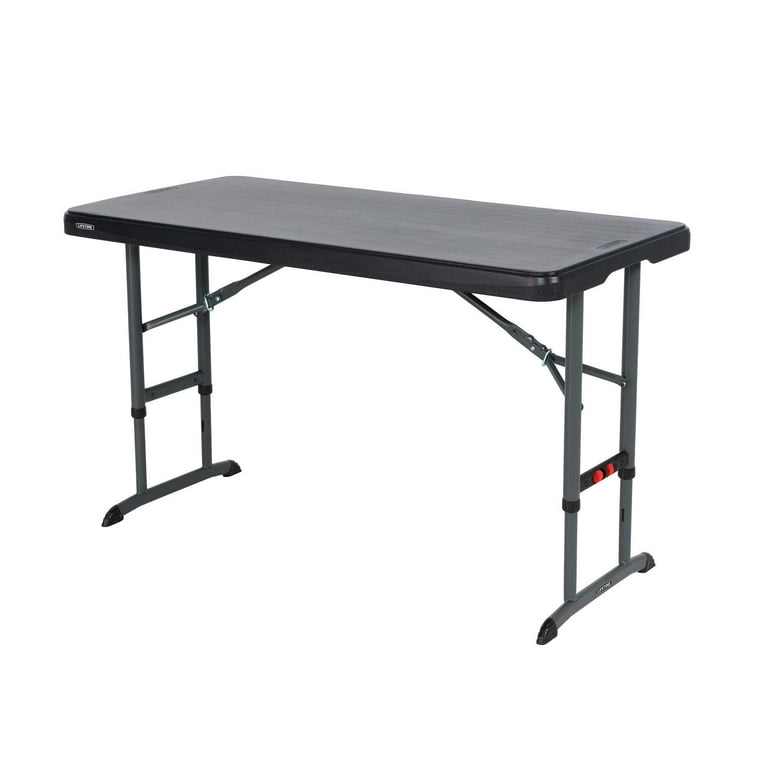 Lifetime 4 Foot Rectangle Adjustable Height Table Indoor Outdoor Commercial Grade Black 80917