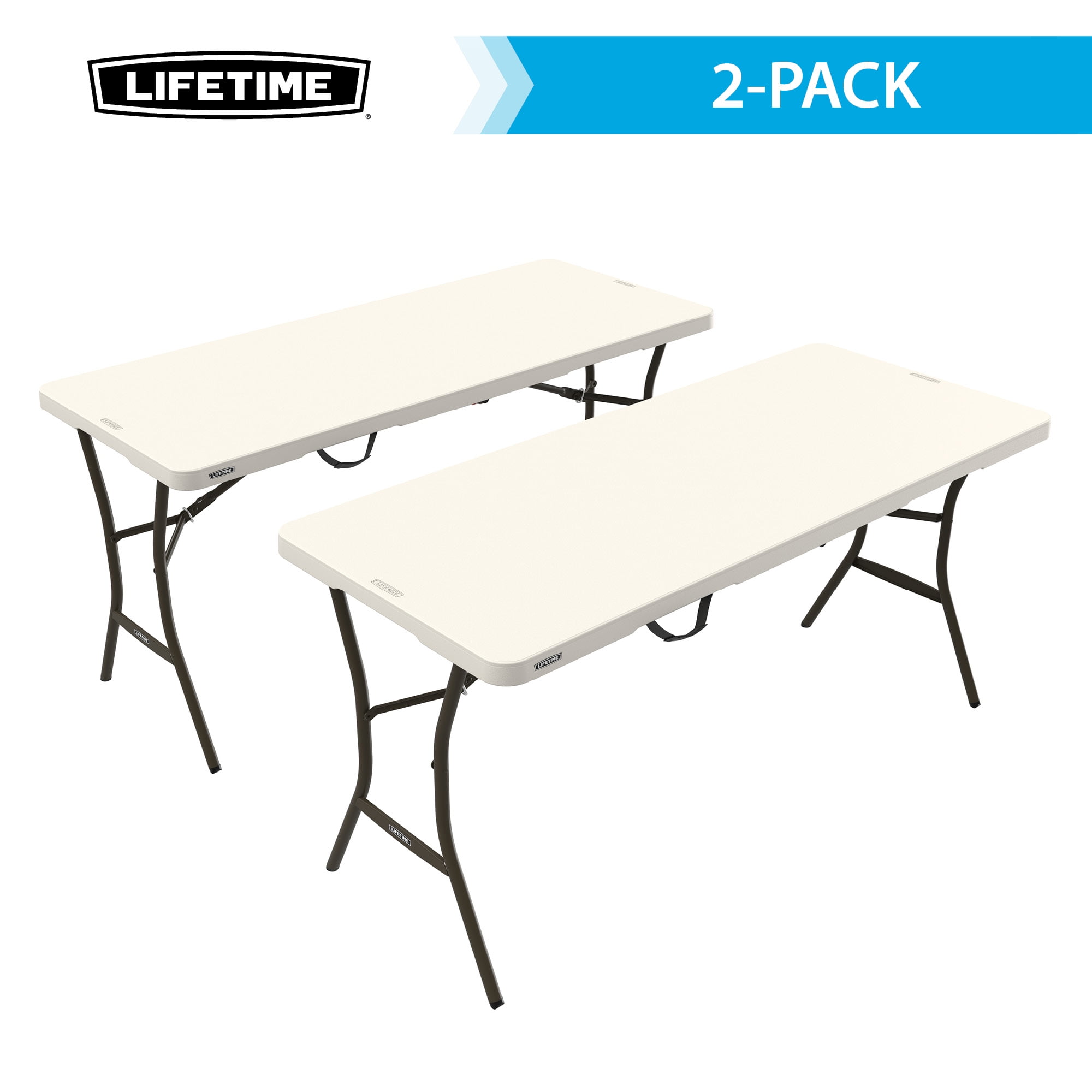 Lifetime Plastic 5-Foot Foldable Rectangle Table, Indoor/Outdoor, Pearl ...