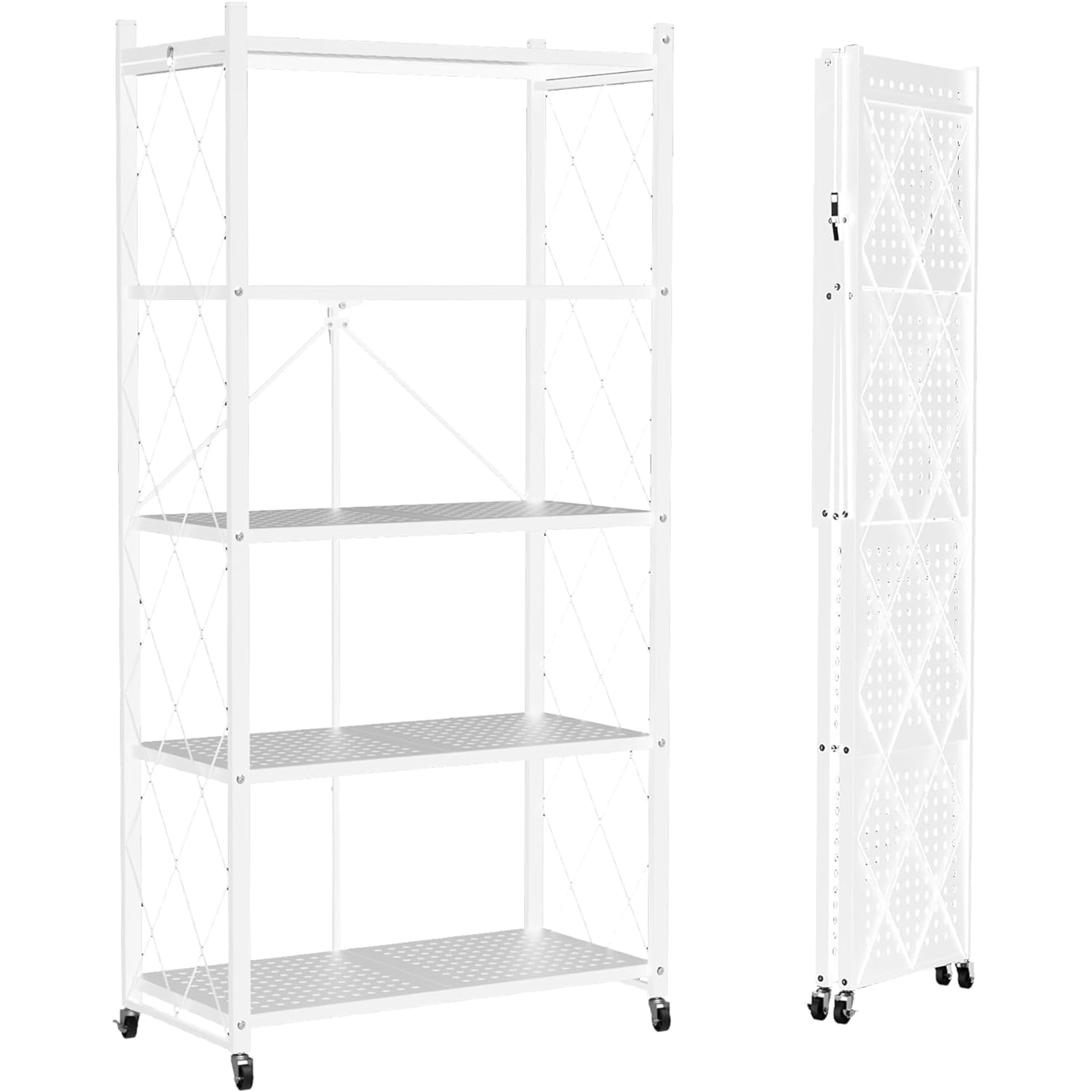 Lifetime Appliance Parts 5-Tier Foldable Storage Shelf with Wheels ...