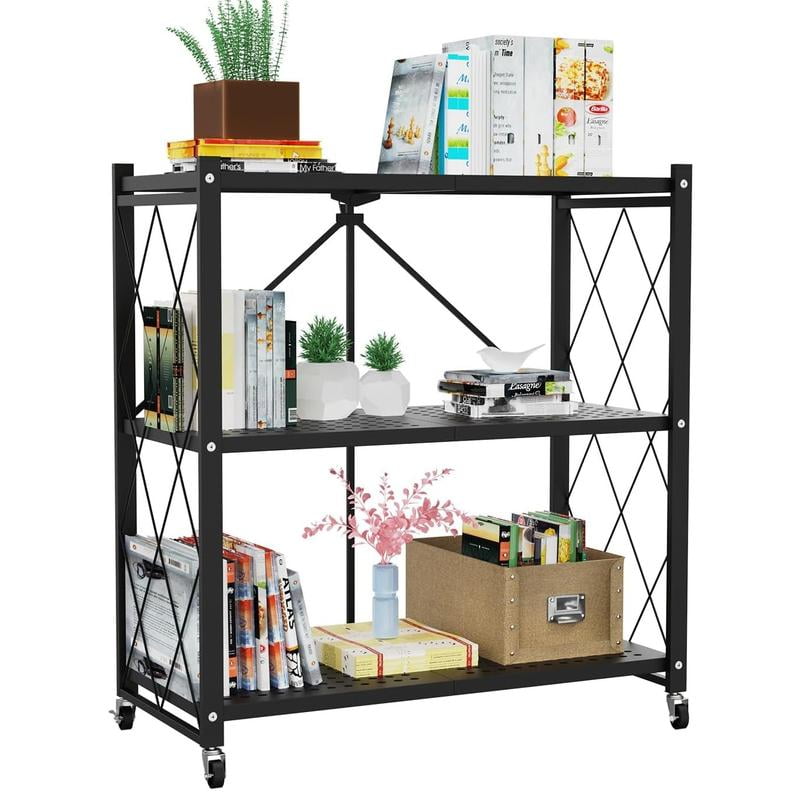 Lifetime Home Metal Foldable Storage Shelf Rack - Collapsible Shelving ...