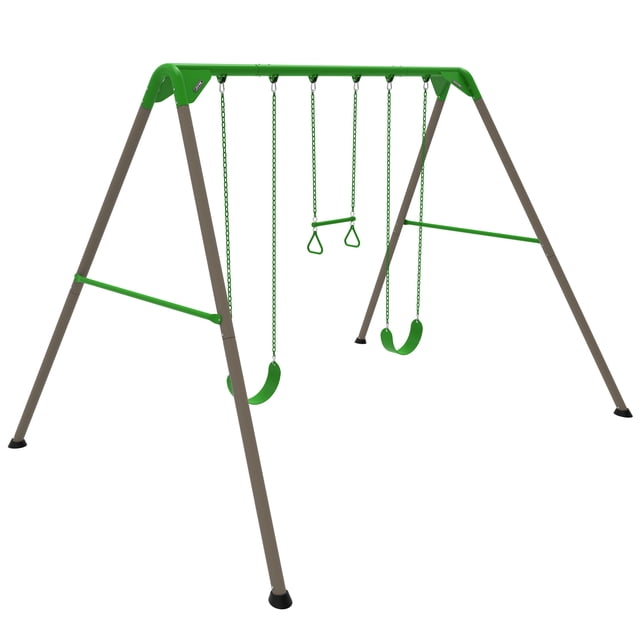 Lifetime Big Outdoor Kid's Swing Set - 2 Belt Swings, Trapeze Bar, 9ft ...