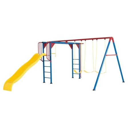 Lifetime Kid's Adventure Clubhouse Swing Set with Slide, Belt Swings ...