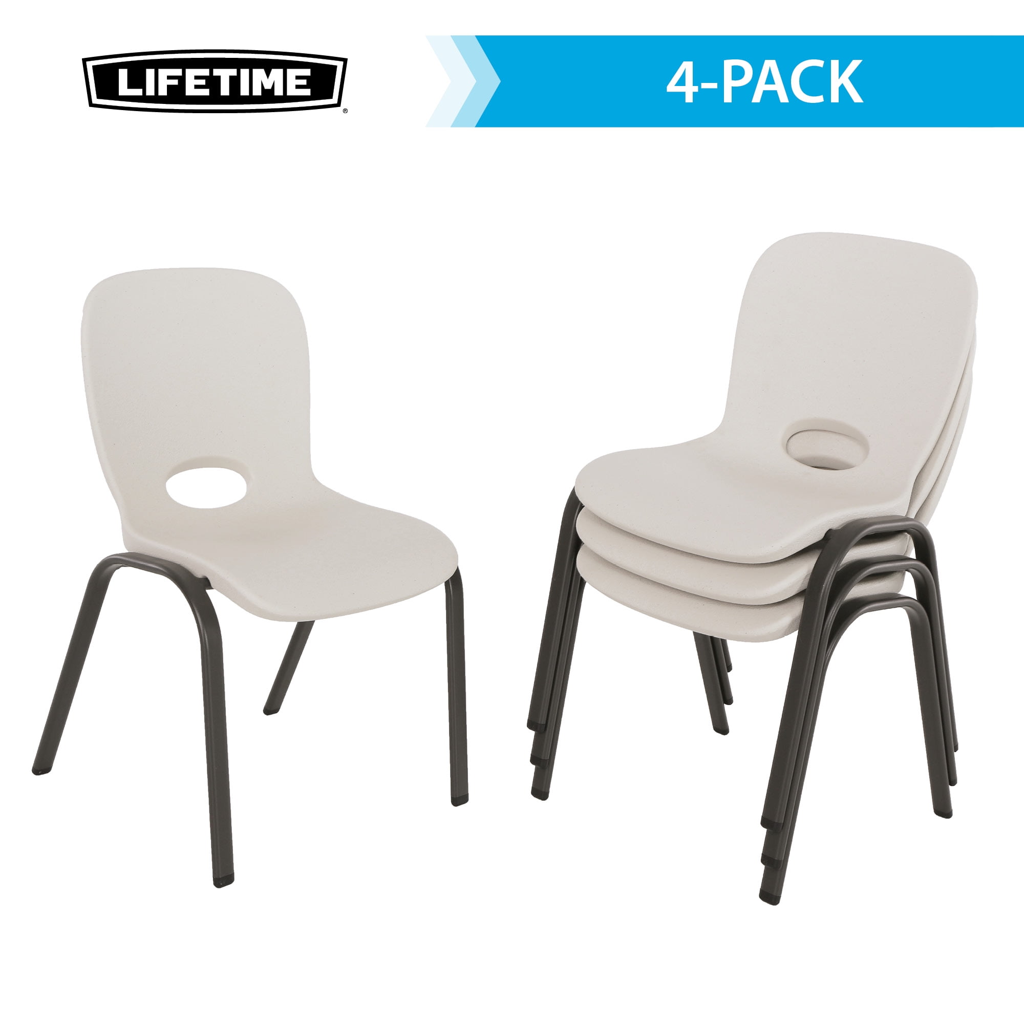 Lifetime Children's Plastic Stackable Chairs, Indoor/Outdoor Almond, 4 ...