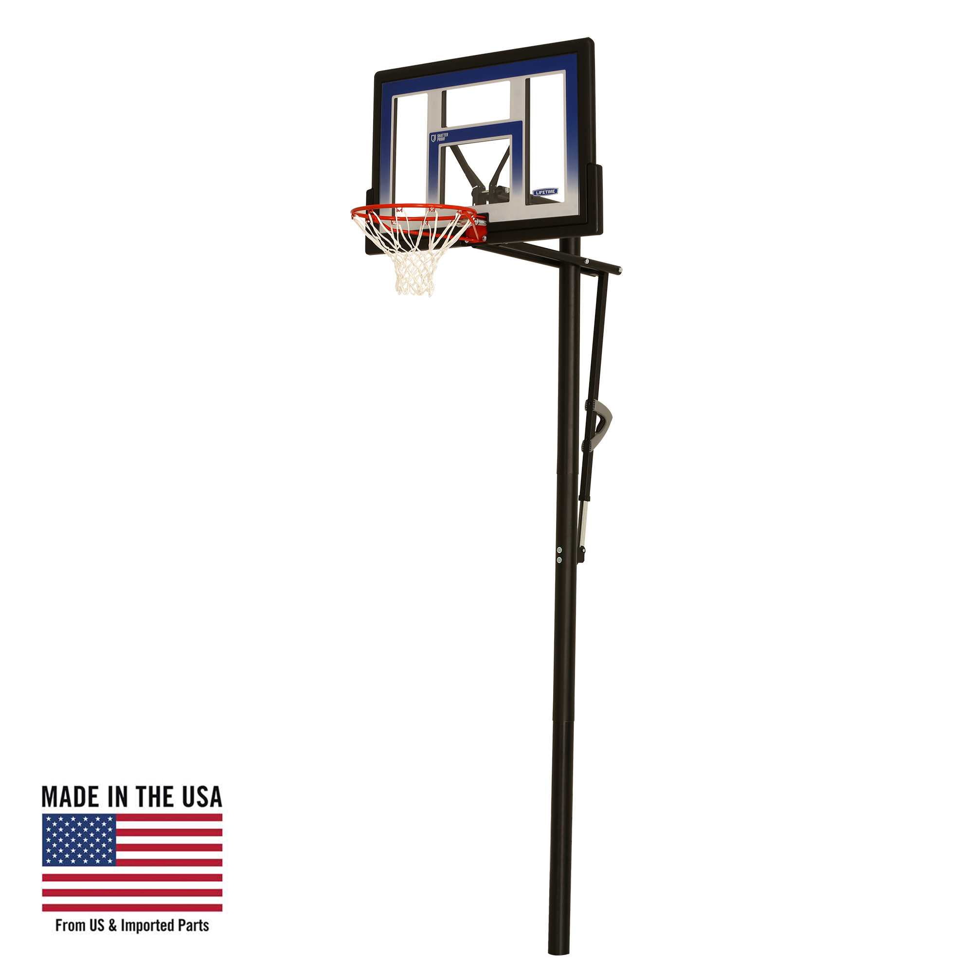 Lifetime Adjustable Height Shatterproof Backboard Basketball Hoop with ...