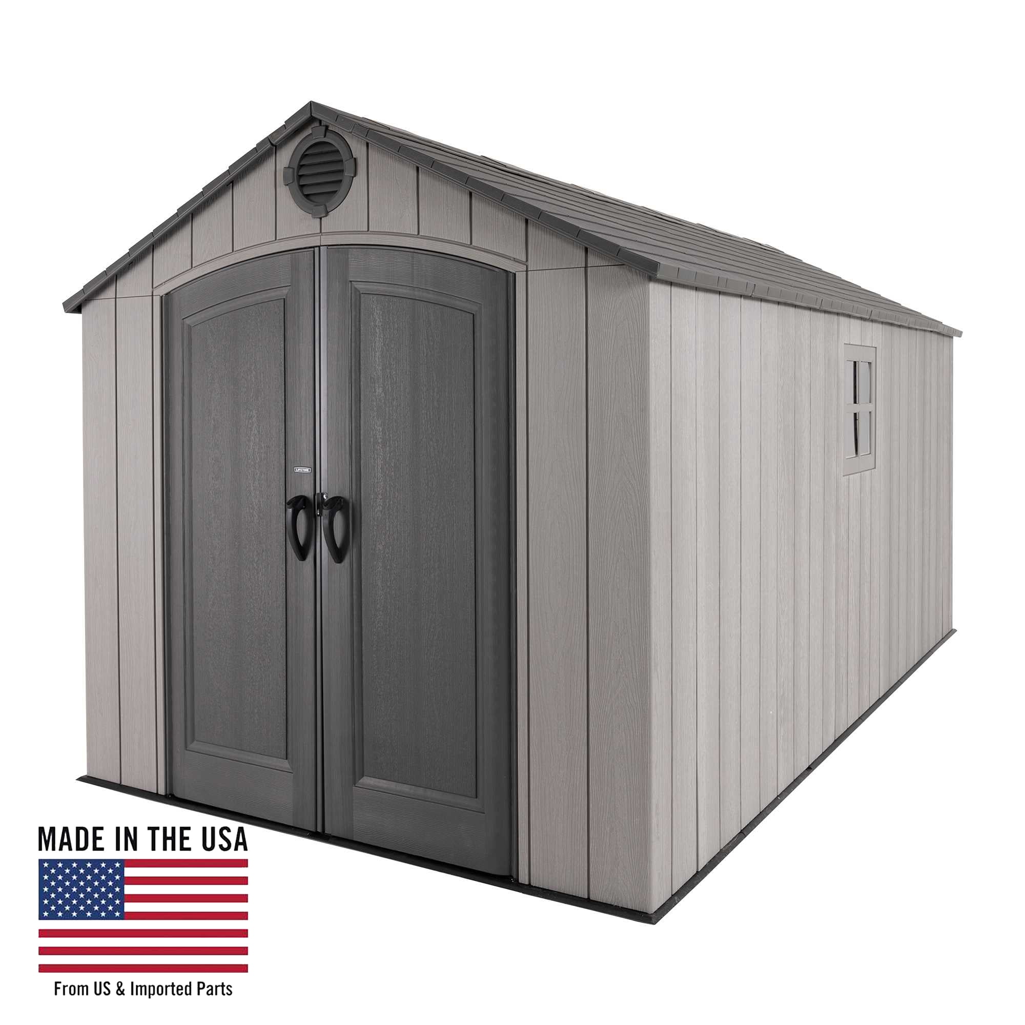 Lifetime Polyethylene Storage Shed 109.6 sq. ft., 8 ft. x 15 ft. Gray ...