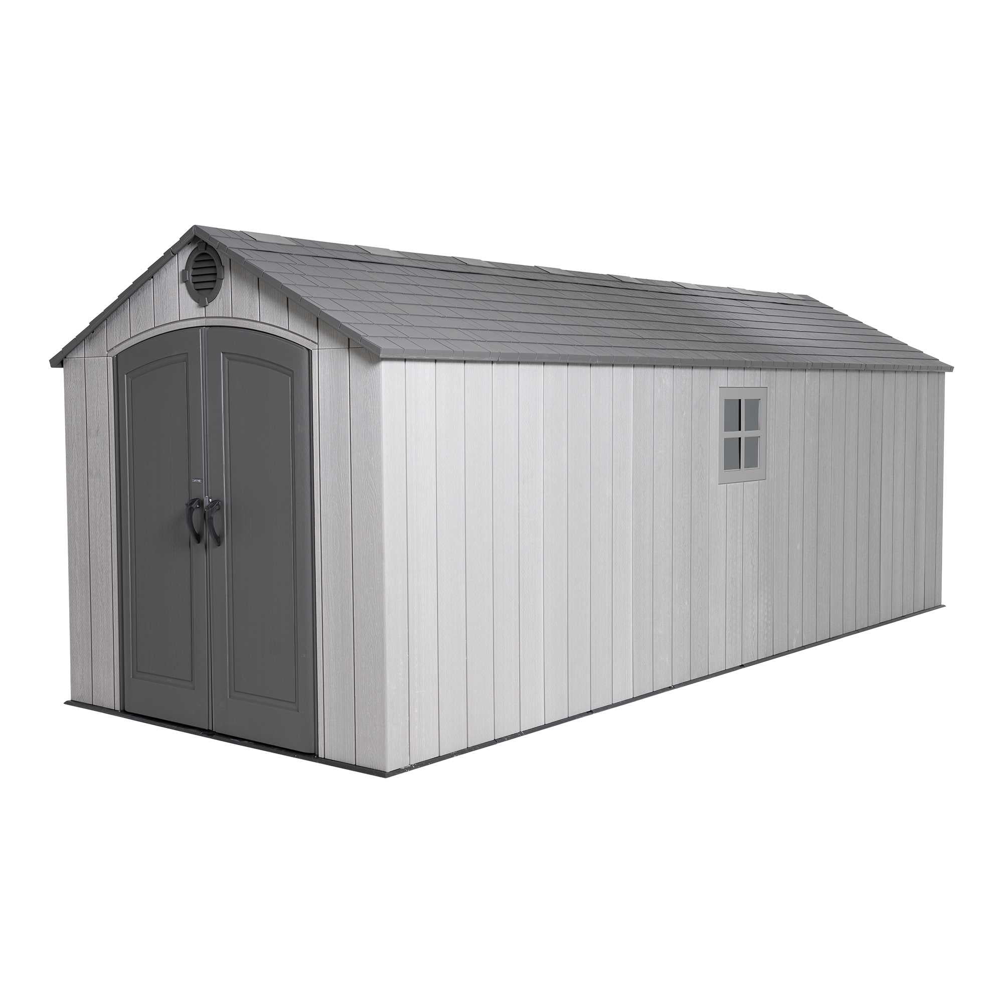 Lifetime Outdoor Storage Shed, 146.4 sq. ft., 8x20x8 ft., Gray, Plastic ...