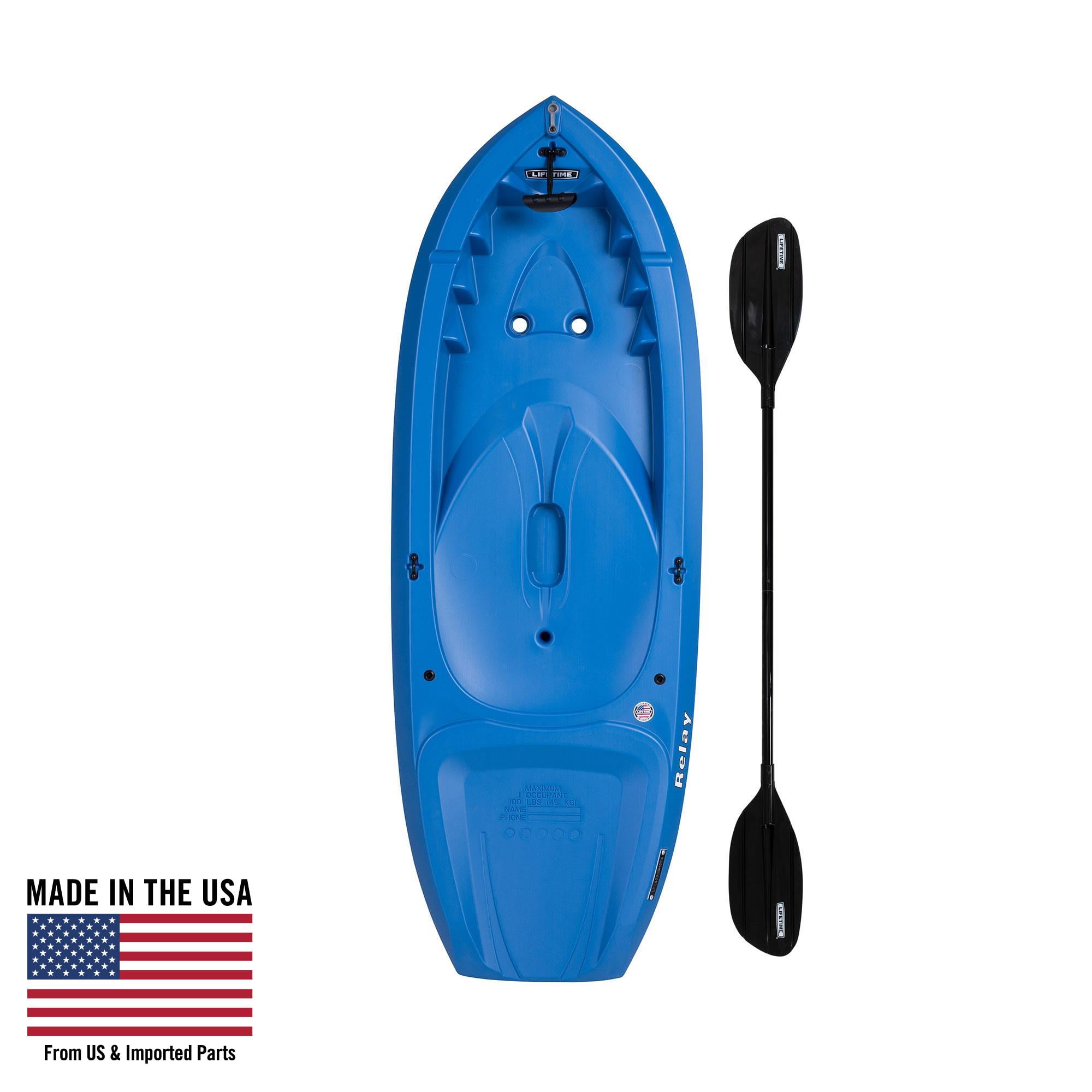 Lifetime Relay 5 ft 5 in Sit-On-Top Youth Kayak with Paddle, Blue ...