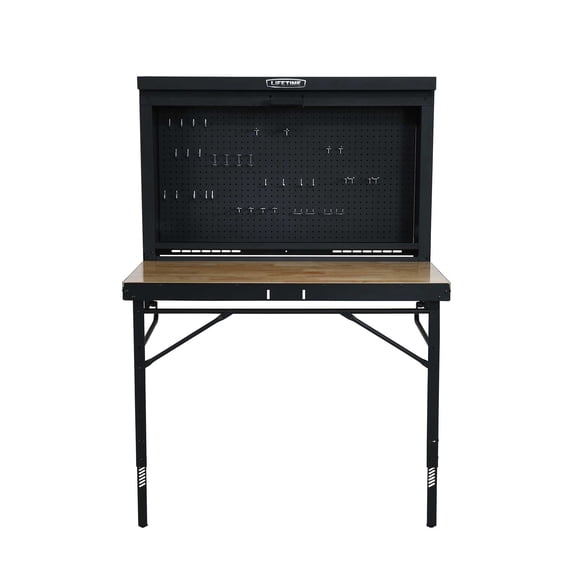 Lifetime Heavy-Duty Folding Garage Workbench - Wall-Mounted Work Table ...