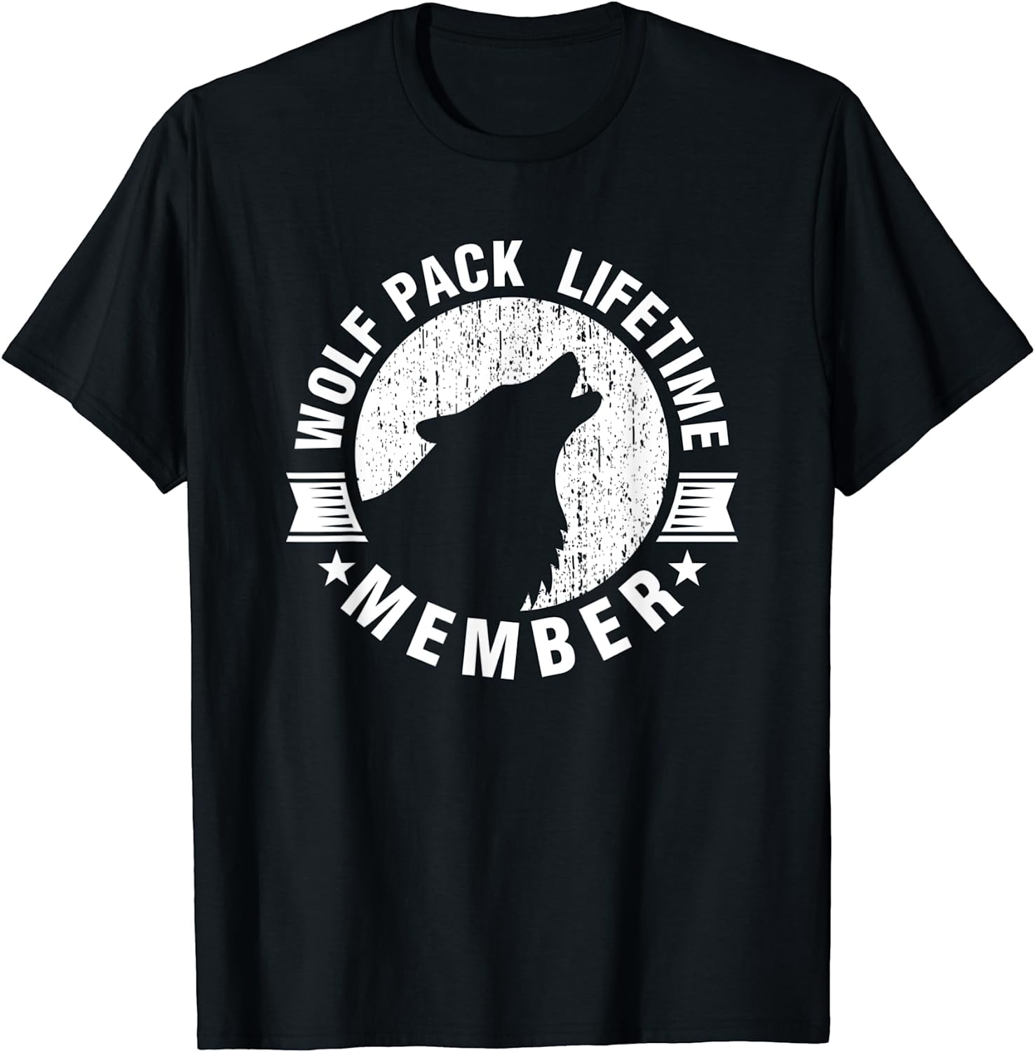 Lifetime Wolf Pack Member Distressed Howling T-shirt T-Shirt - Walmart.com