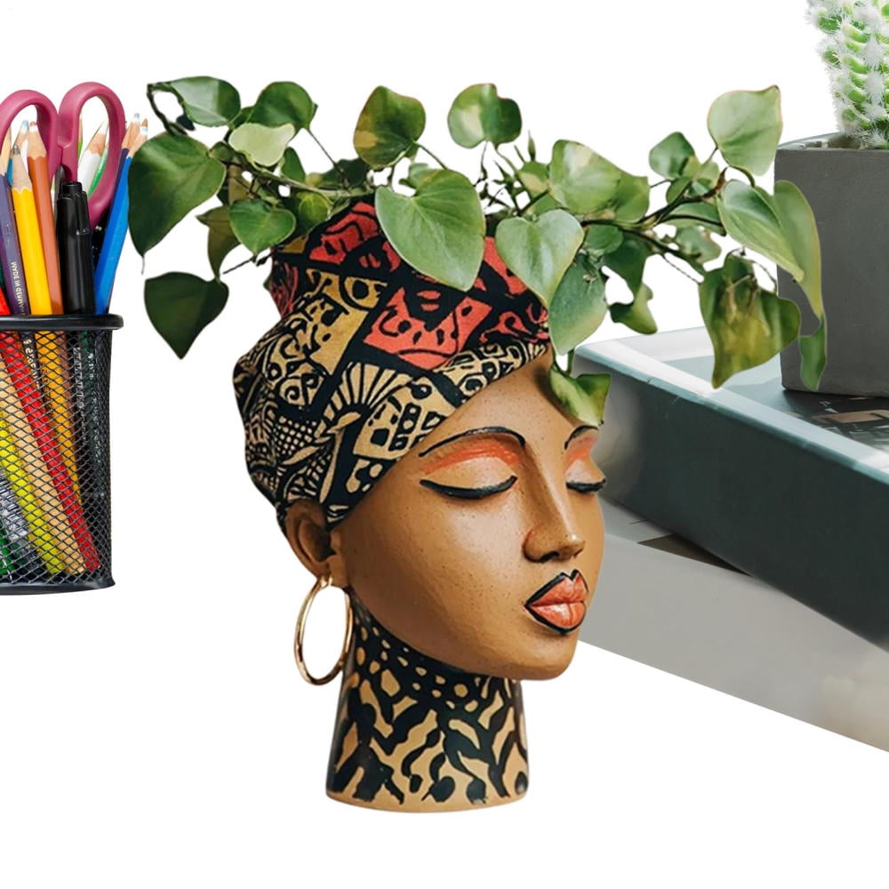 Lifeup Face Planter Pot Resin Indoor Flower Pots With African Goddess ...