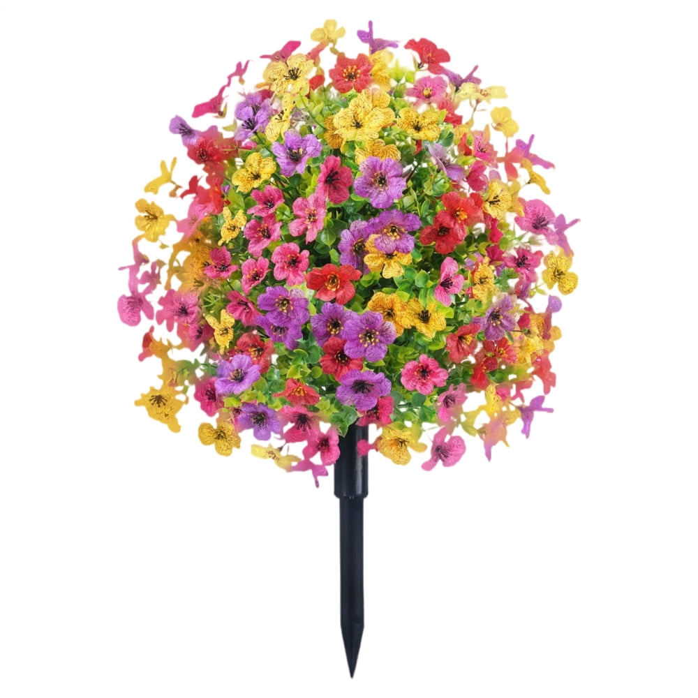 Lifeup Outdoor Fake Flowers 24 Inches Outdoor Faux Flowers Anti-UV ...