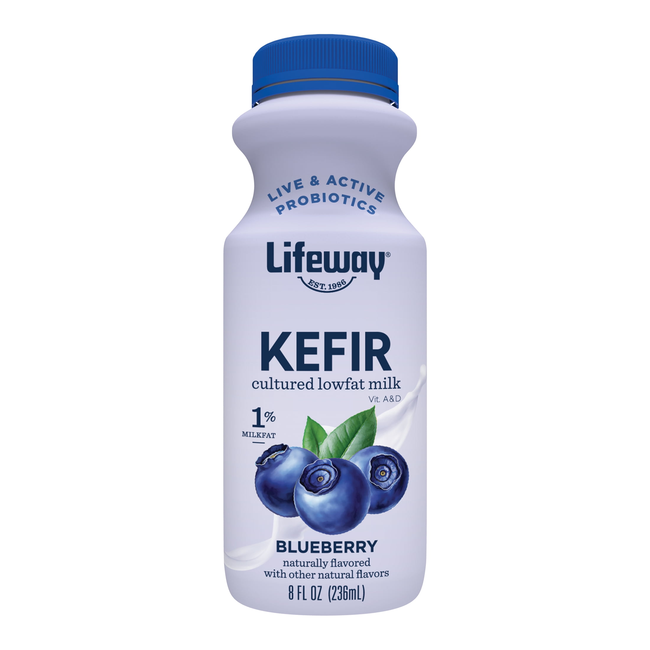 LIFWAY Low Fat Kefir Blueberry 8 fl oz probiotic dairy drink with live ...