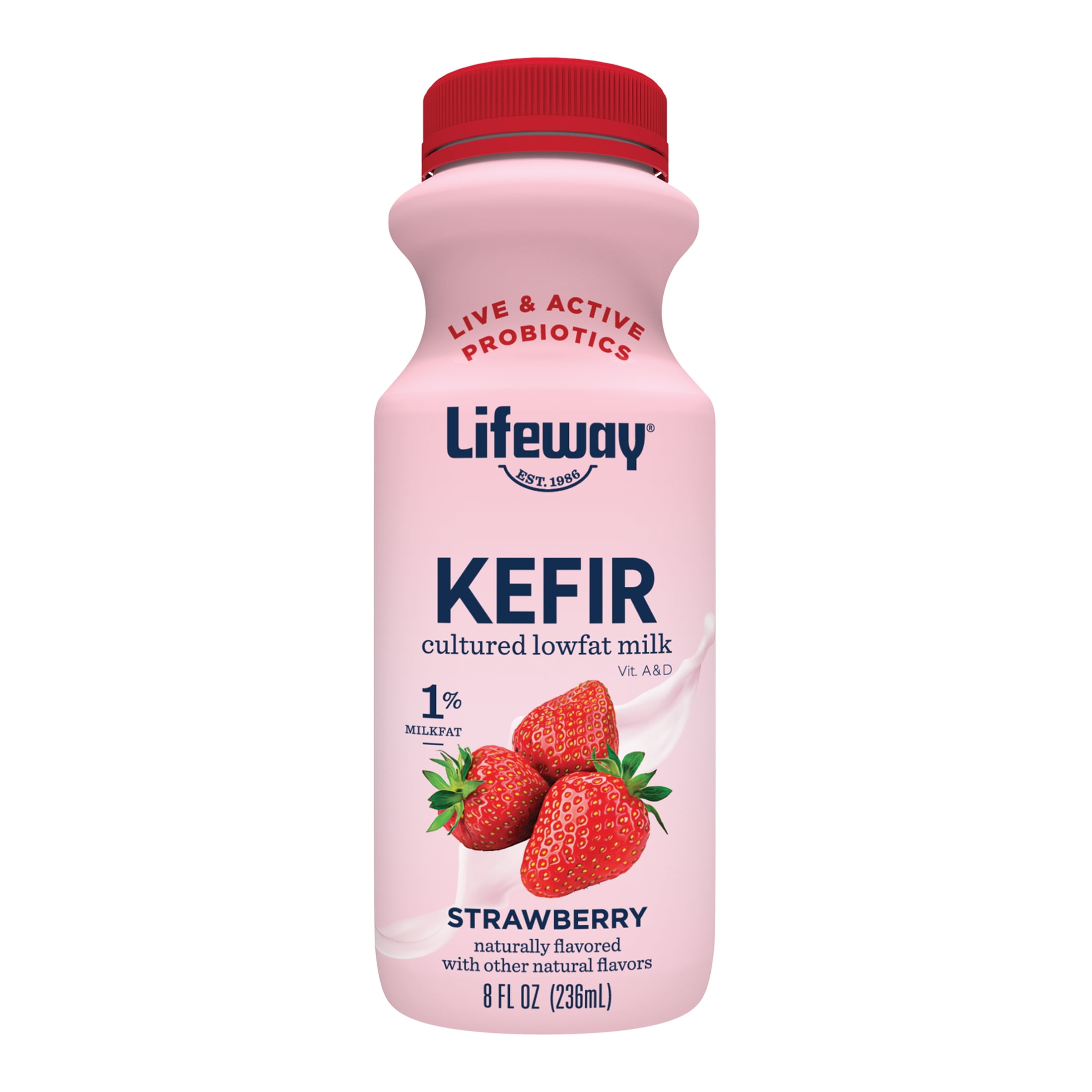 LIFEWAY Lowfat Strawberry Kefir 8 fl oz probiotic dairy drink with 12 ...