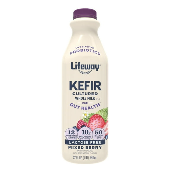 Lifeway Whole Milk Mixed Berry Kefir, 32 fl oz bottle - Walmart.com