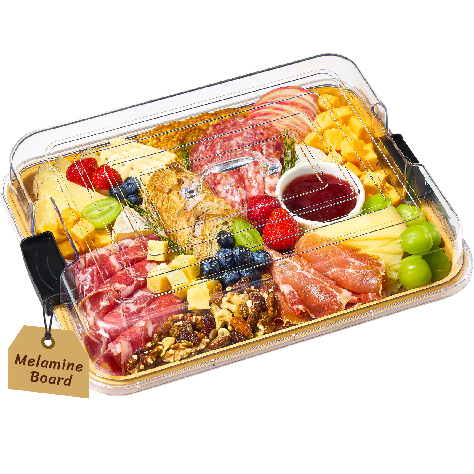 Lifewit 1 Compartment Melamine Charcuterie Board, 11 x 14 Inch Portable ...