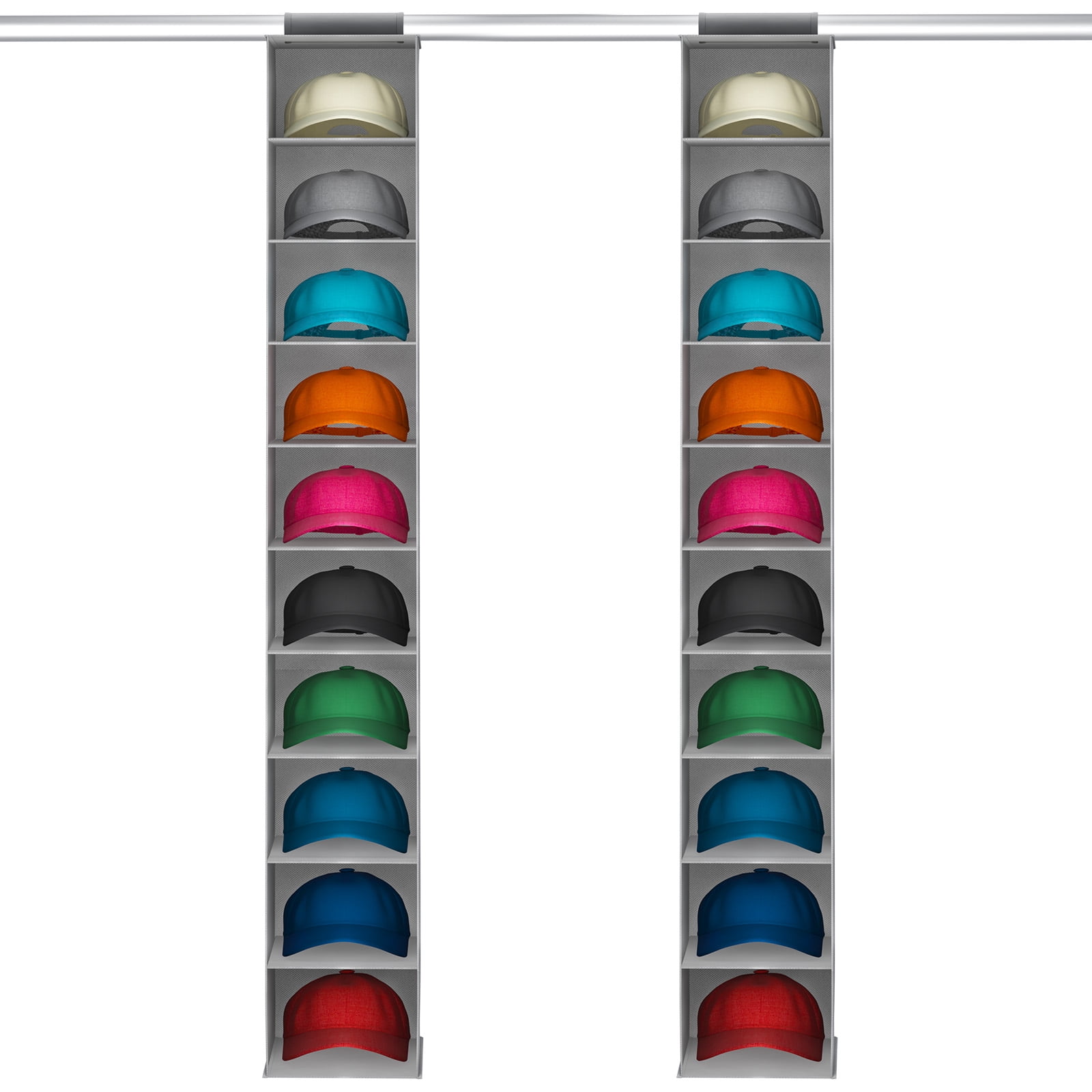 Lifewit 10 Compartments Hat Organizer for Baseball Caps, 2 Packs Hat ...
